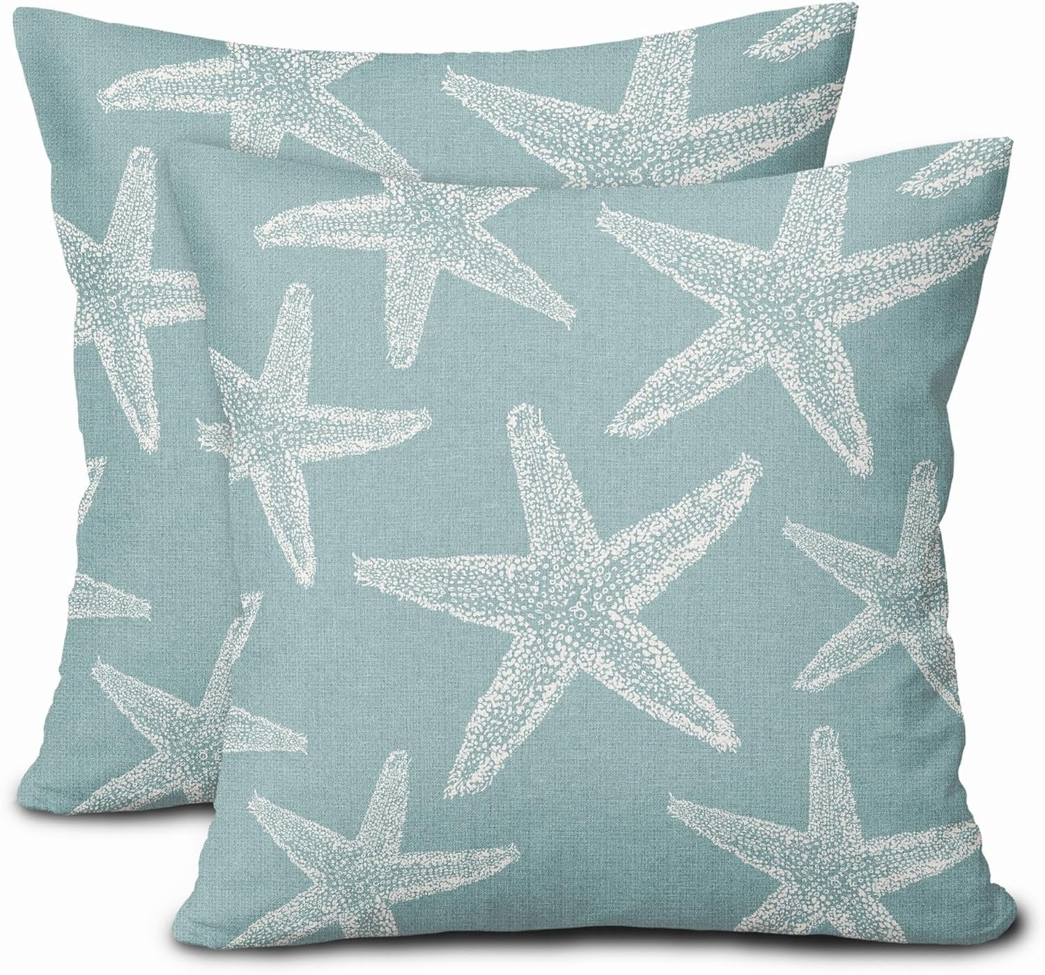 Seafoam Blue Starfish Ocean Pillow Covers 18X18 Inch Summer Nautical ...