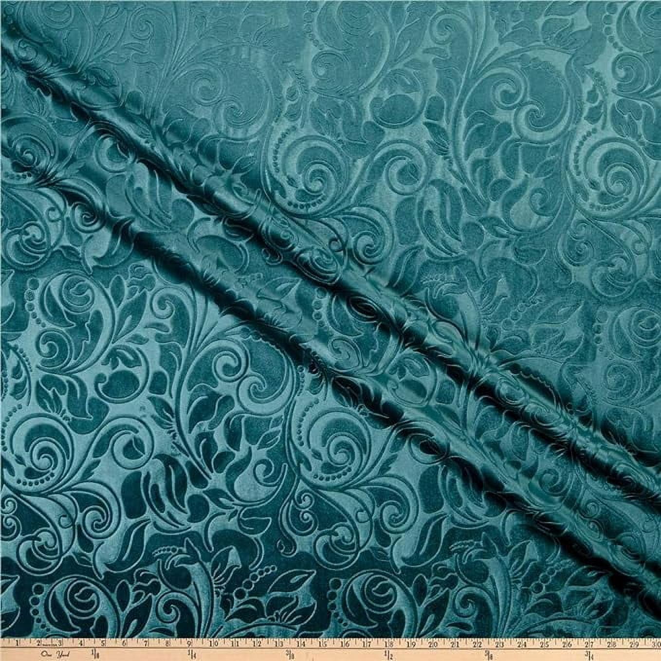 Seafoam Brocade Velvet Scroll Fabric Cut by the Yard, Ideal Embossed ...