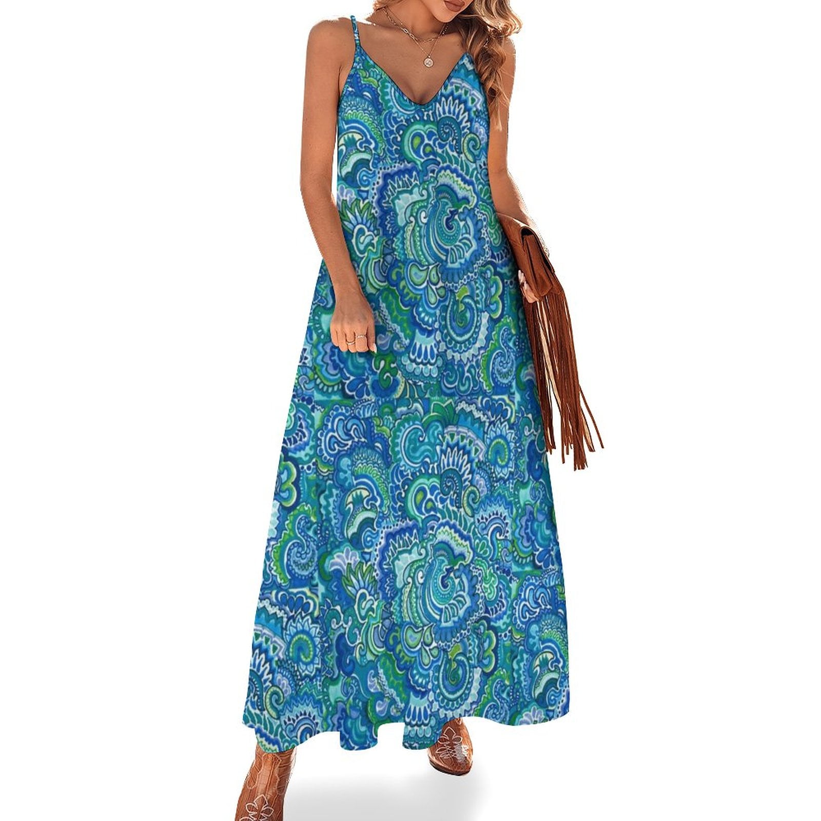 Seafoam Swirl Sleeveless Dress summer woman dress 2024 Dresses ...