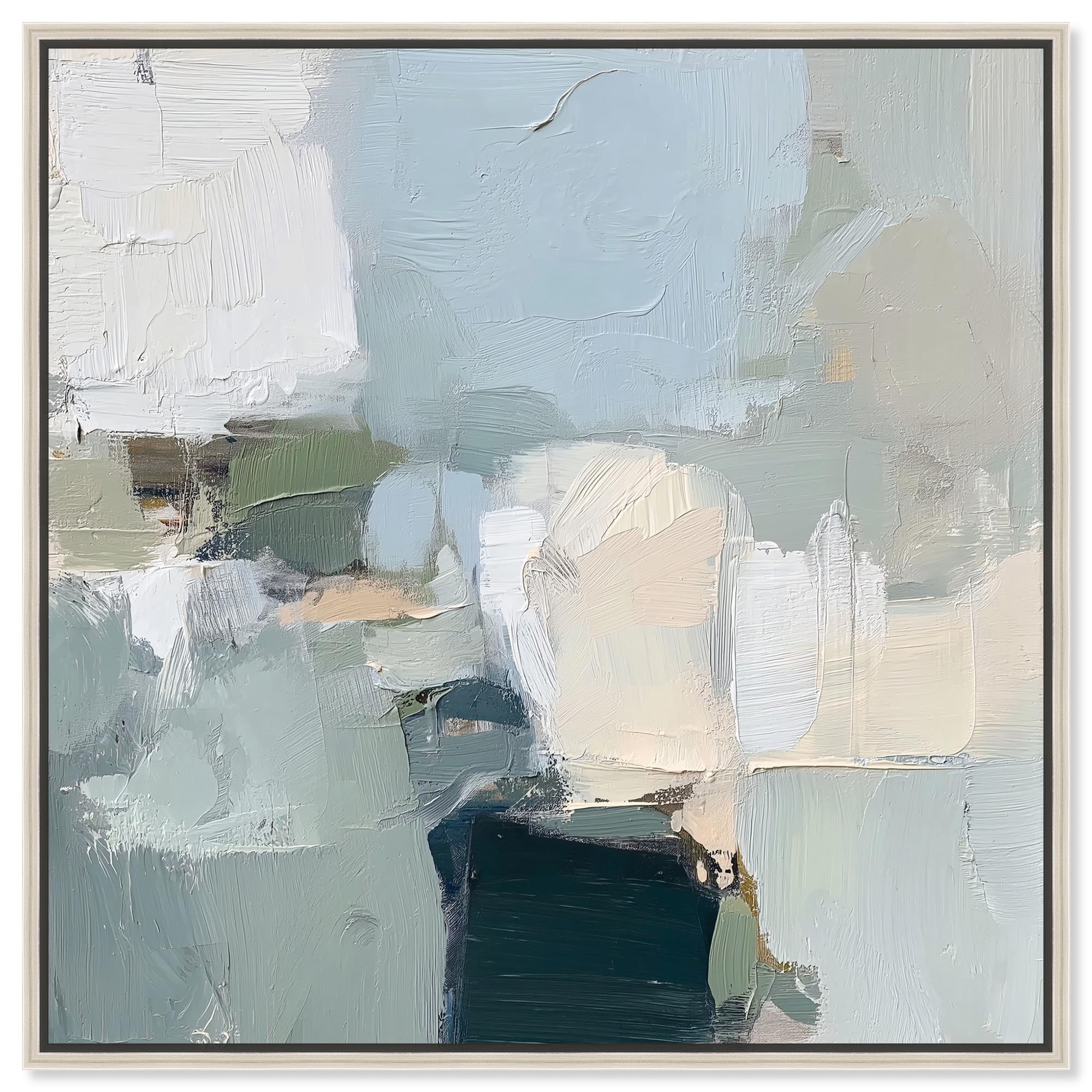 Seafoam and Sand I Canvas Boho Minimalist by Art Remedy, Silver Frame, 40 x 40 - Walmart.com