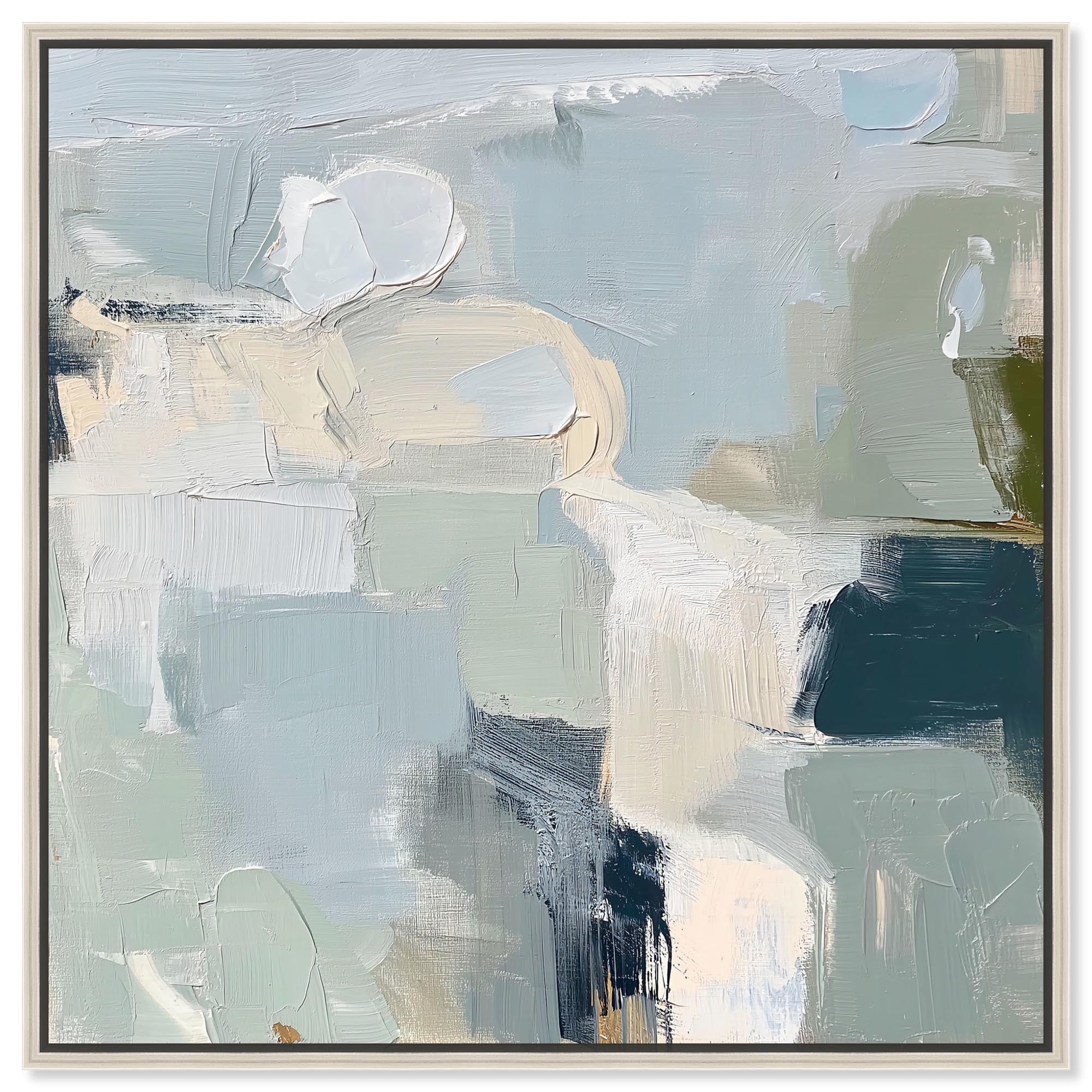 Seafoam and Sand II Canvas Boho Minimalist by Art Remedy, Silver Frame, 30 x 30 - Walmart.com