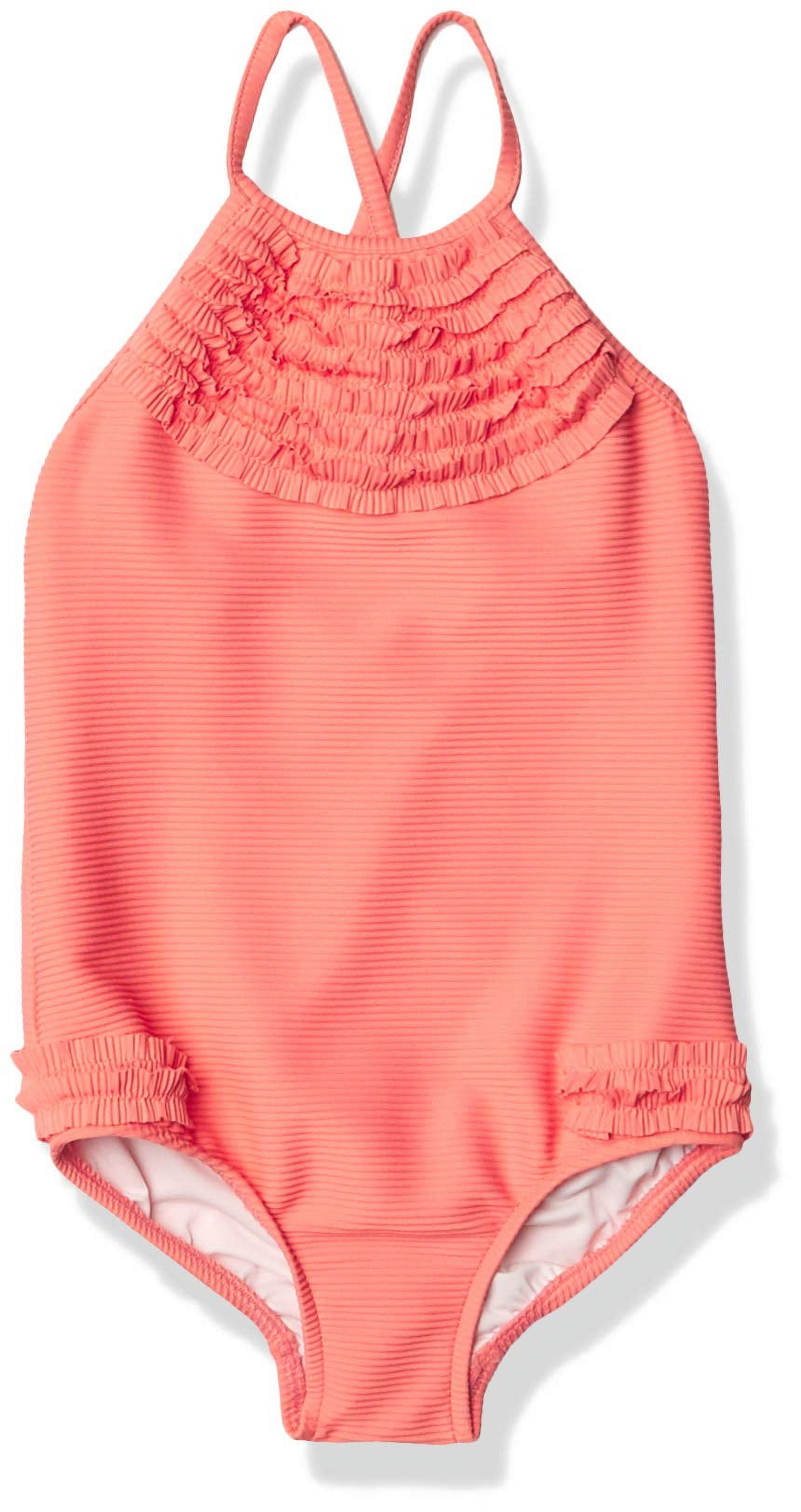 Seafolly Girls' Frill Ruffle High Neck Tank One Piece Swimsuit, Sweet ...