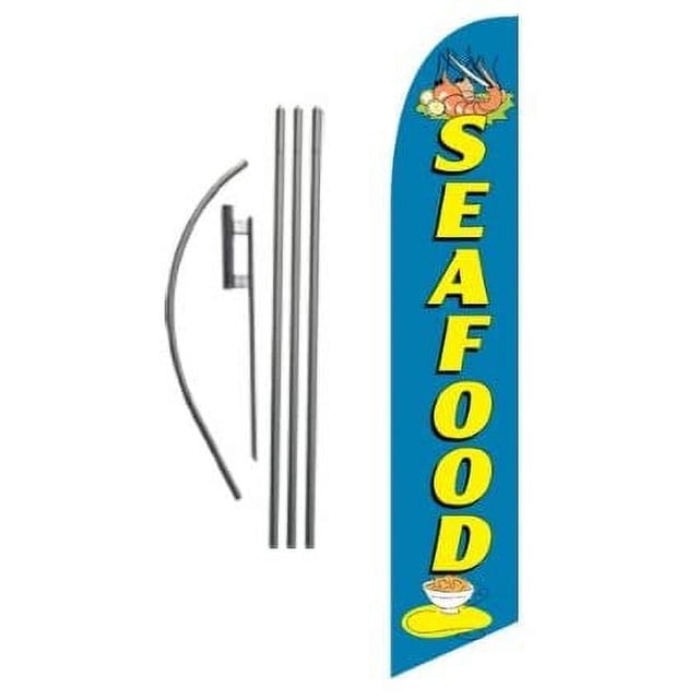 Seafood Advertising Feather Banner Swooper Flag Sign with Flag Pole Kit ...