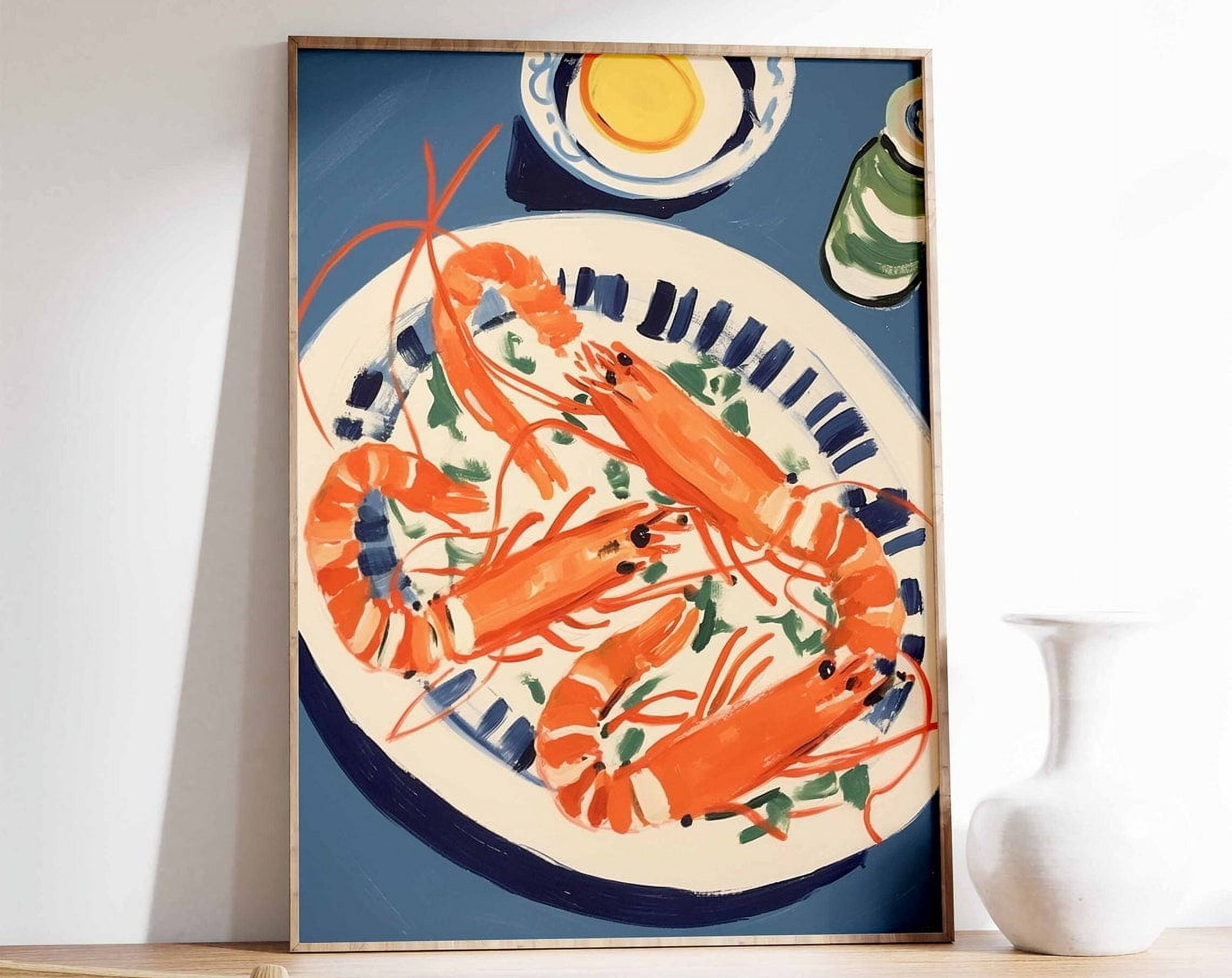 Seafood Art Print, Food Poster, Lobster Print, Vintage Kitchen Decor ...
