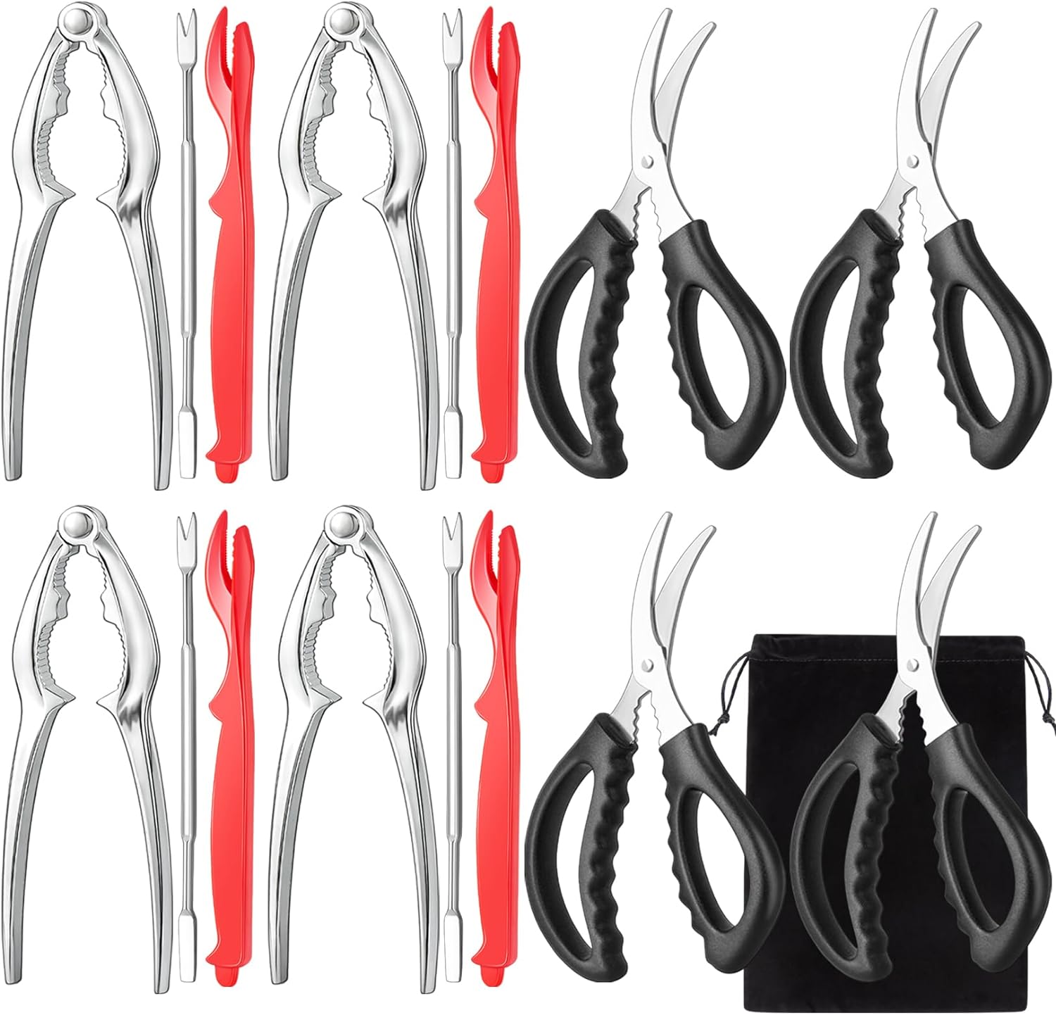 Seafood Cracker Tool Set with Lobster Sheller - Stainless Steel Crab ...