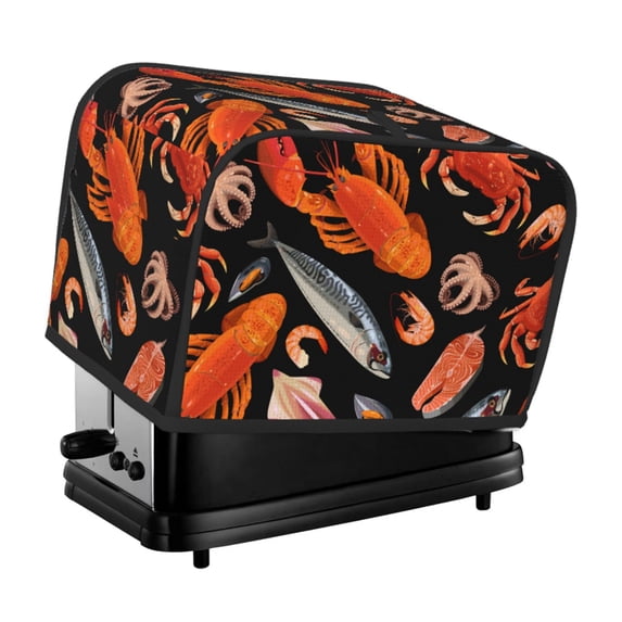 Seafood Pattern Crayfish Crab Shrimp 2 Slice Toaster Cover Bread Maker ...