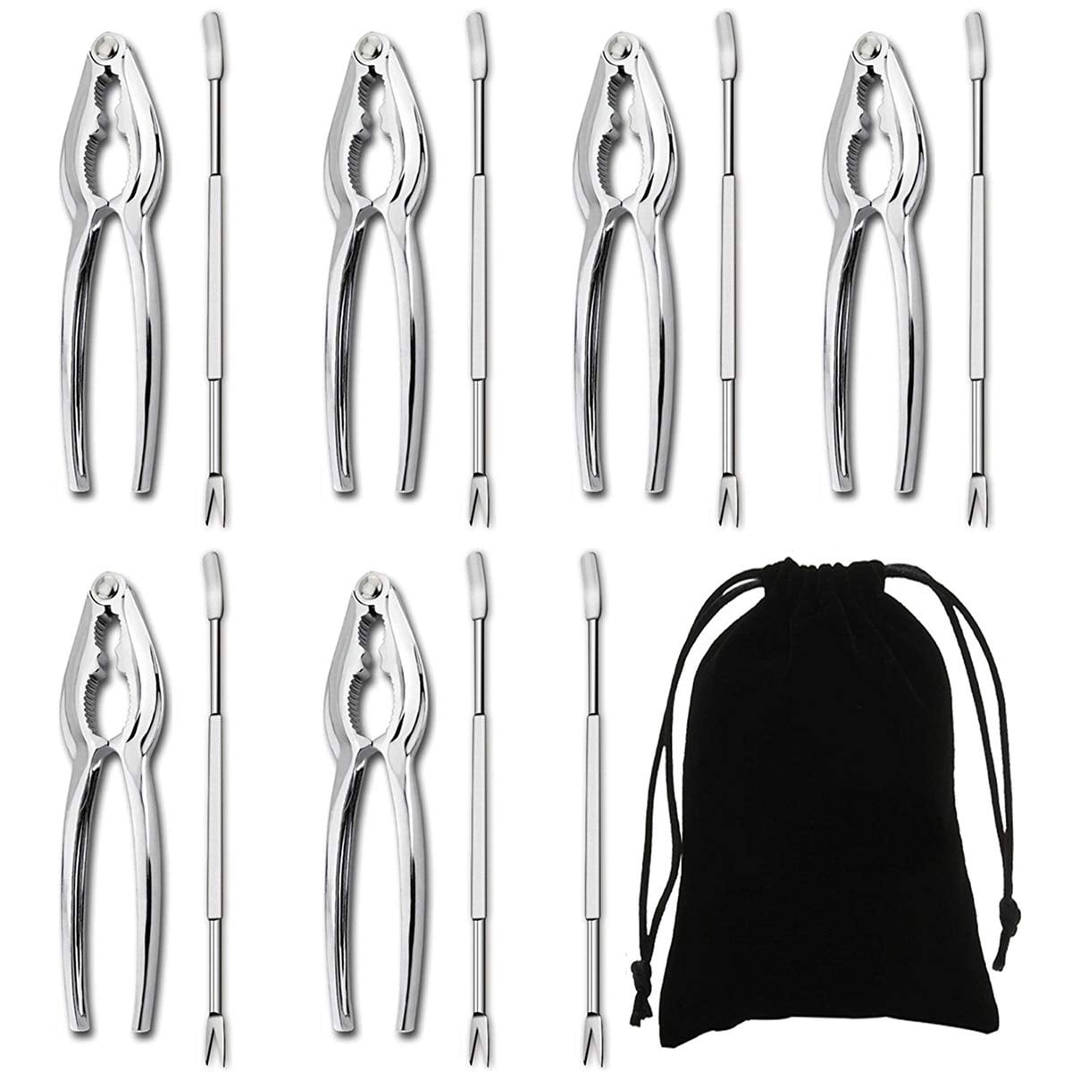 Seafood Serving and Tool Set, 7 Stainless Steel Forks 6 Zinc Alloy ...