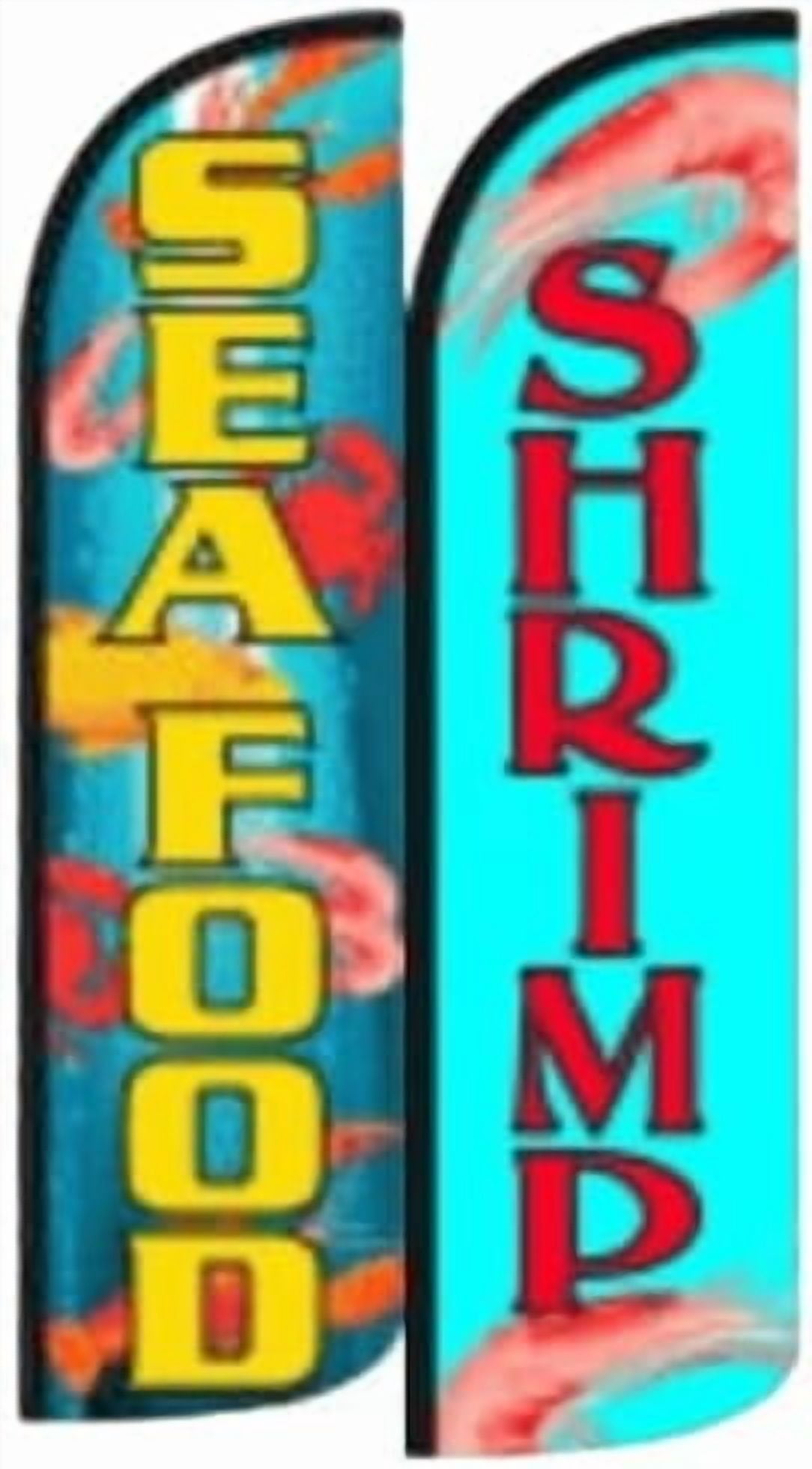 Seafood Shrimp King Flags – 3x11.5 ft Outdoor Business Advertising ...