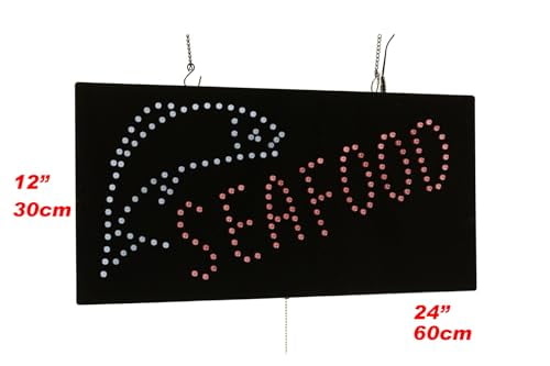 Seafood Sign, 24"x12", 60x30cm, TOPKING, LED, Neon, Florescent, Signage ...