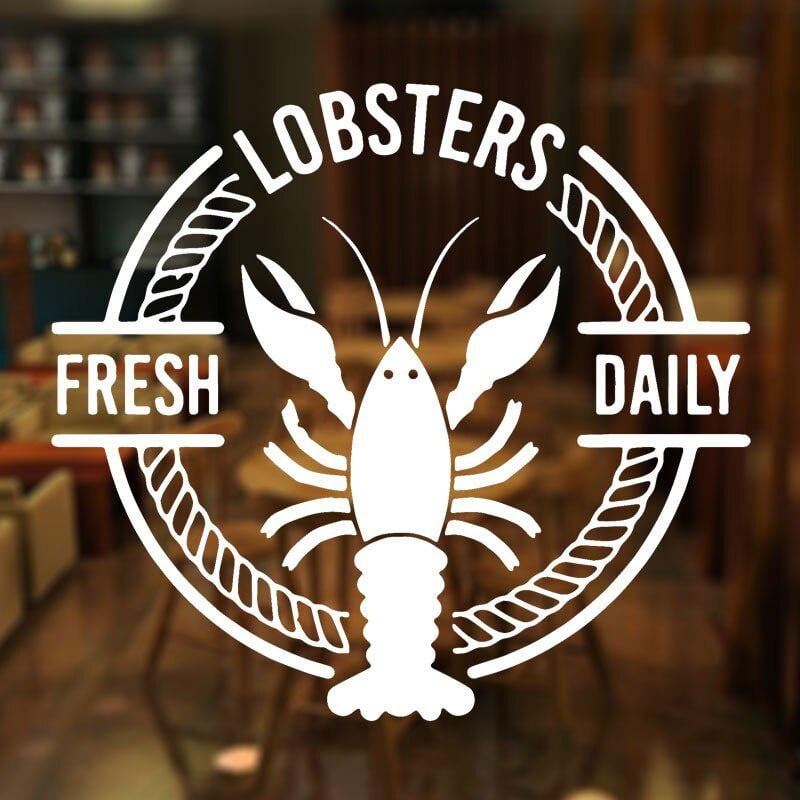 Seafood Sign Fresh Daily Decals Restaurant Palinuridae Lobster Shrimp ...