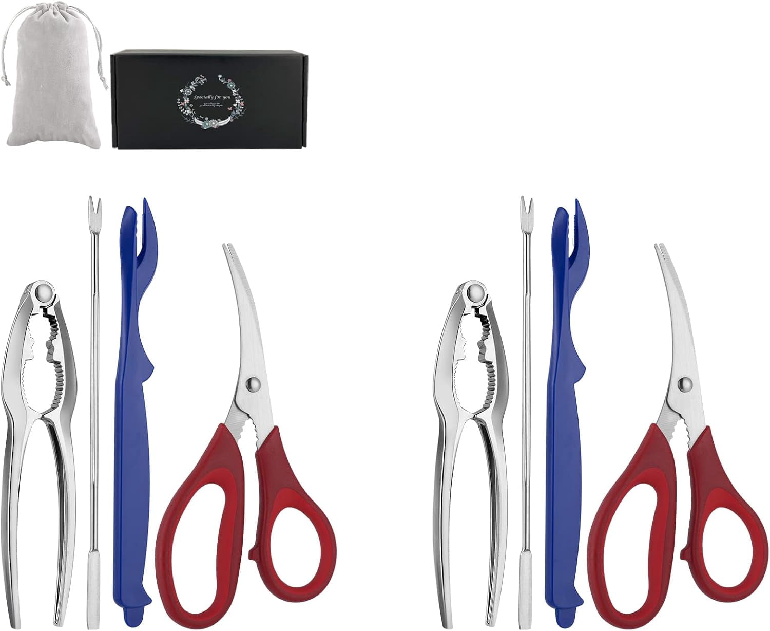 Seafood Tools Set Includes 2 Crab Crackers 2 Seafood Fork 2 Lobster ...
