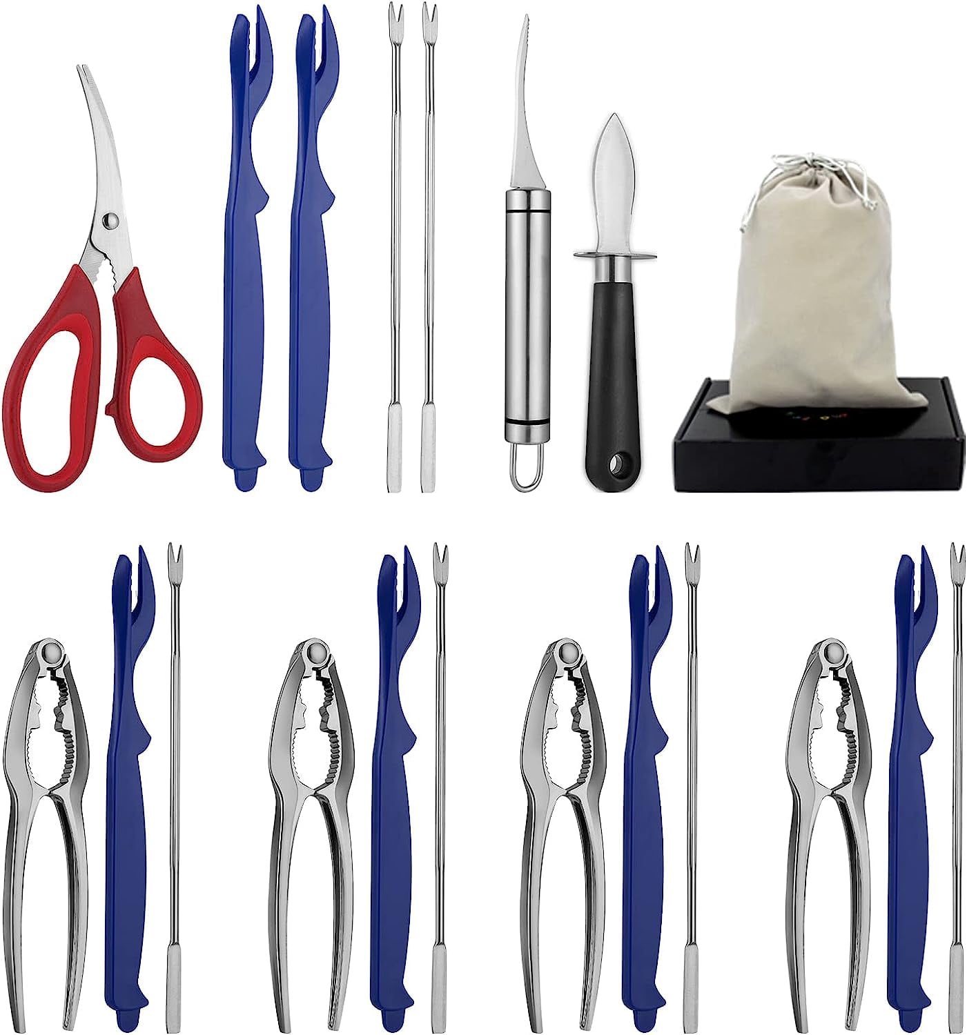 Seafood Tools Set Includes 4 Crab Crackers 6 Seafood Fork 6 Lobster ...