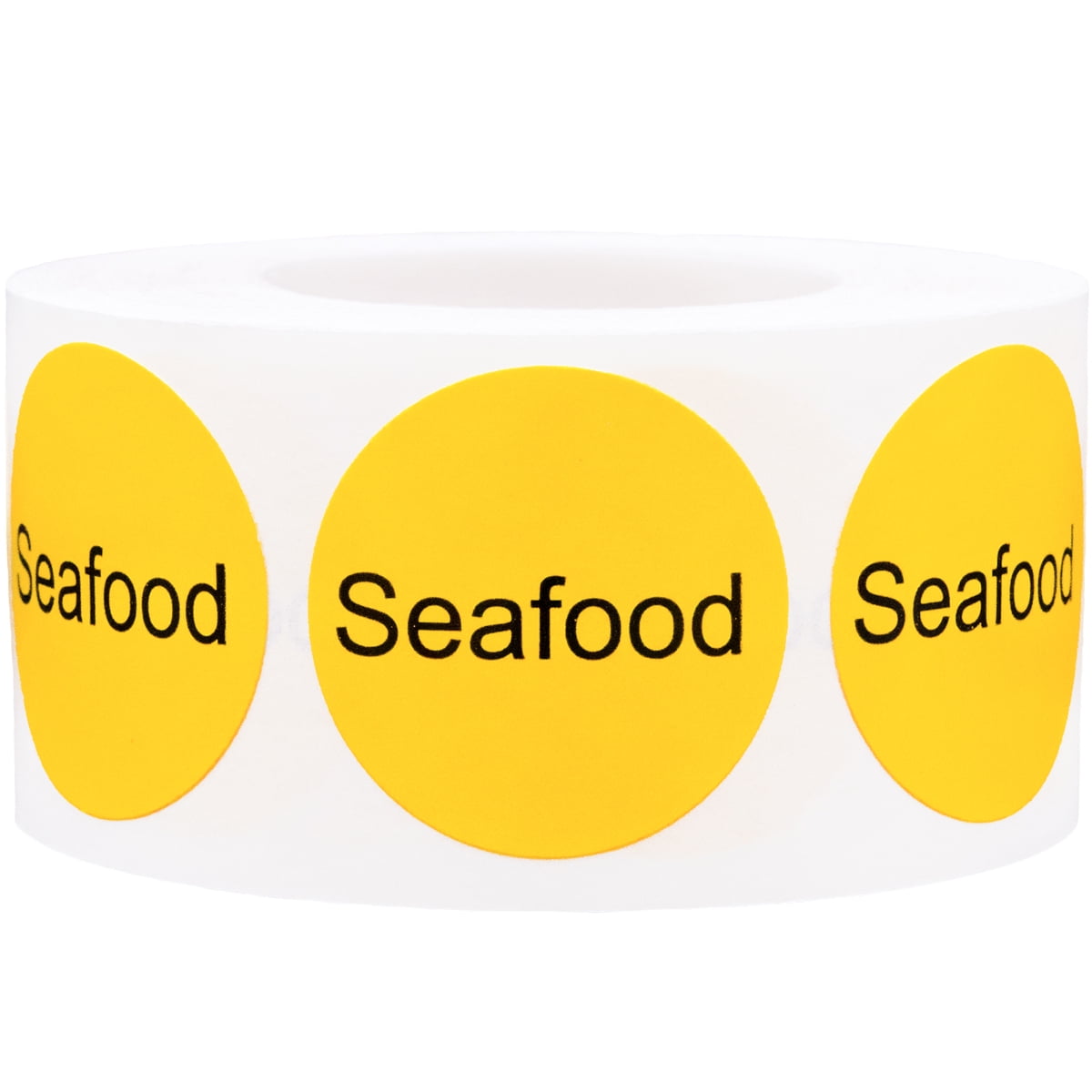 Seafood Yellow Deli Food Labels | 1″ Round - 500 Pack - Walmart.com