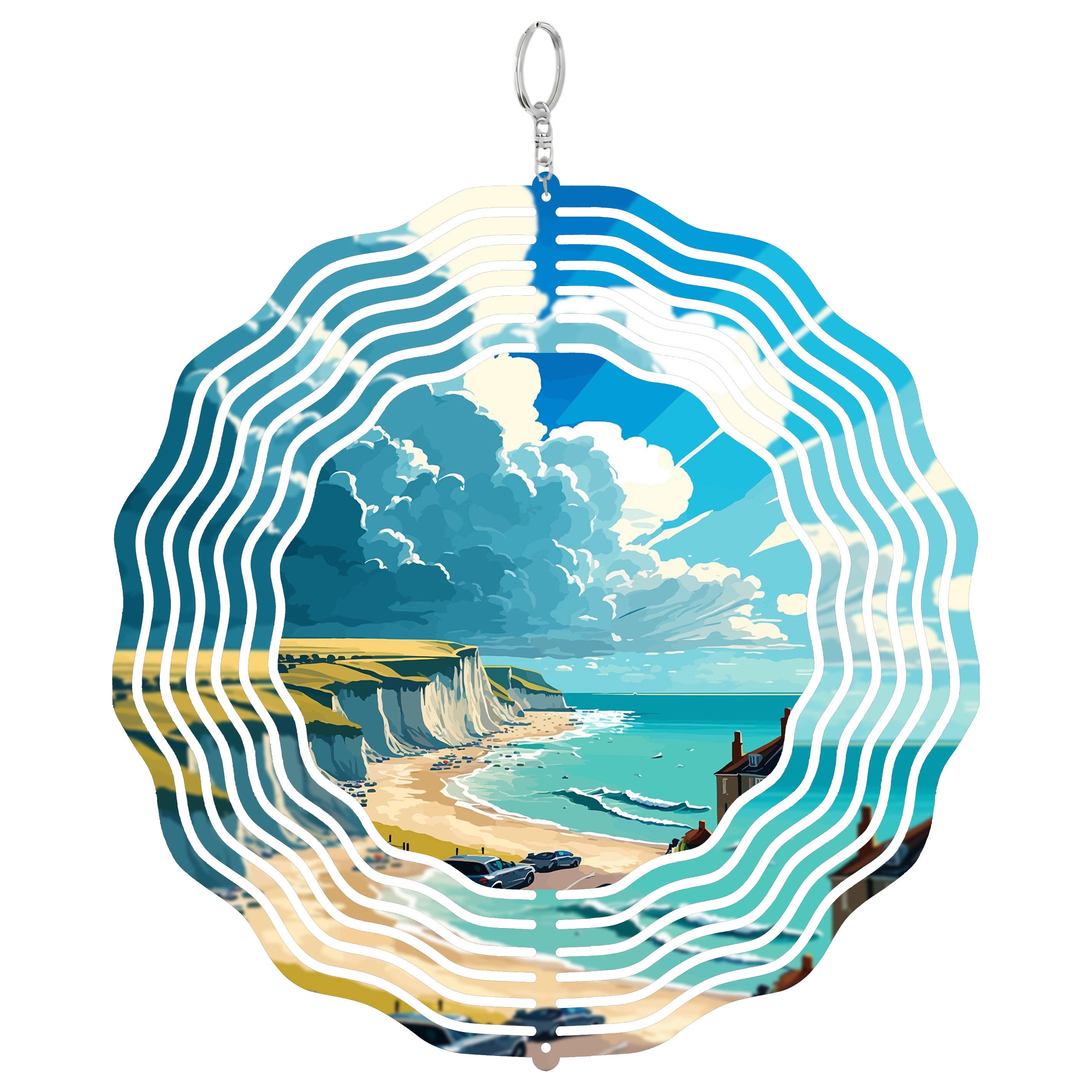 Seaford Head 3D Wind Spinner Metal Hanging Ornament Outdoor Yard Decor ...