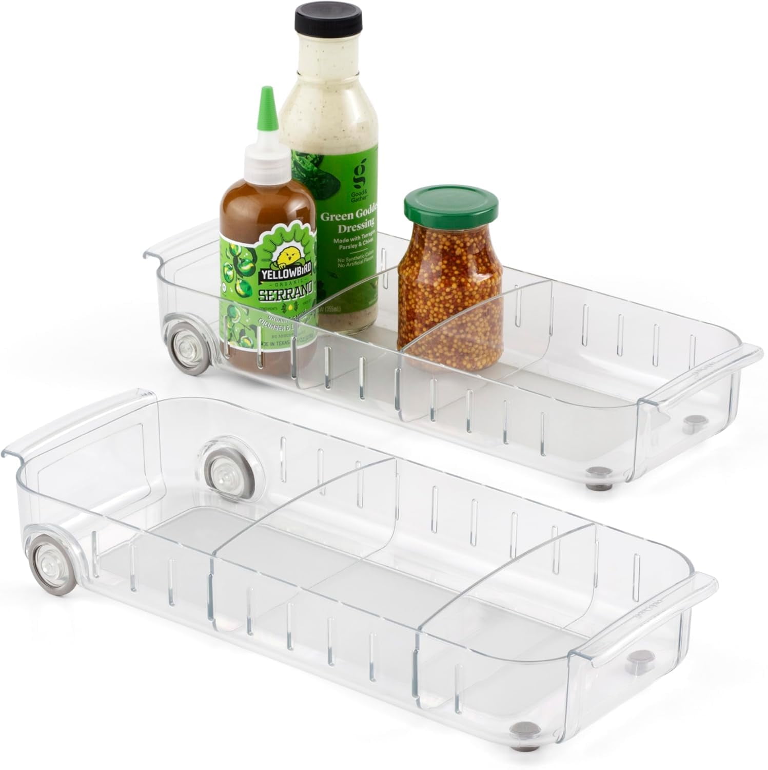 Seafrrzios PullOut Refrigerator Storage Bins with Wheels Stackable ...