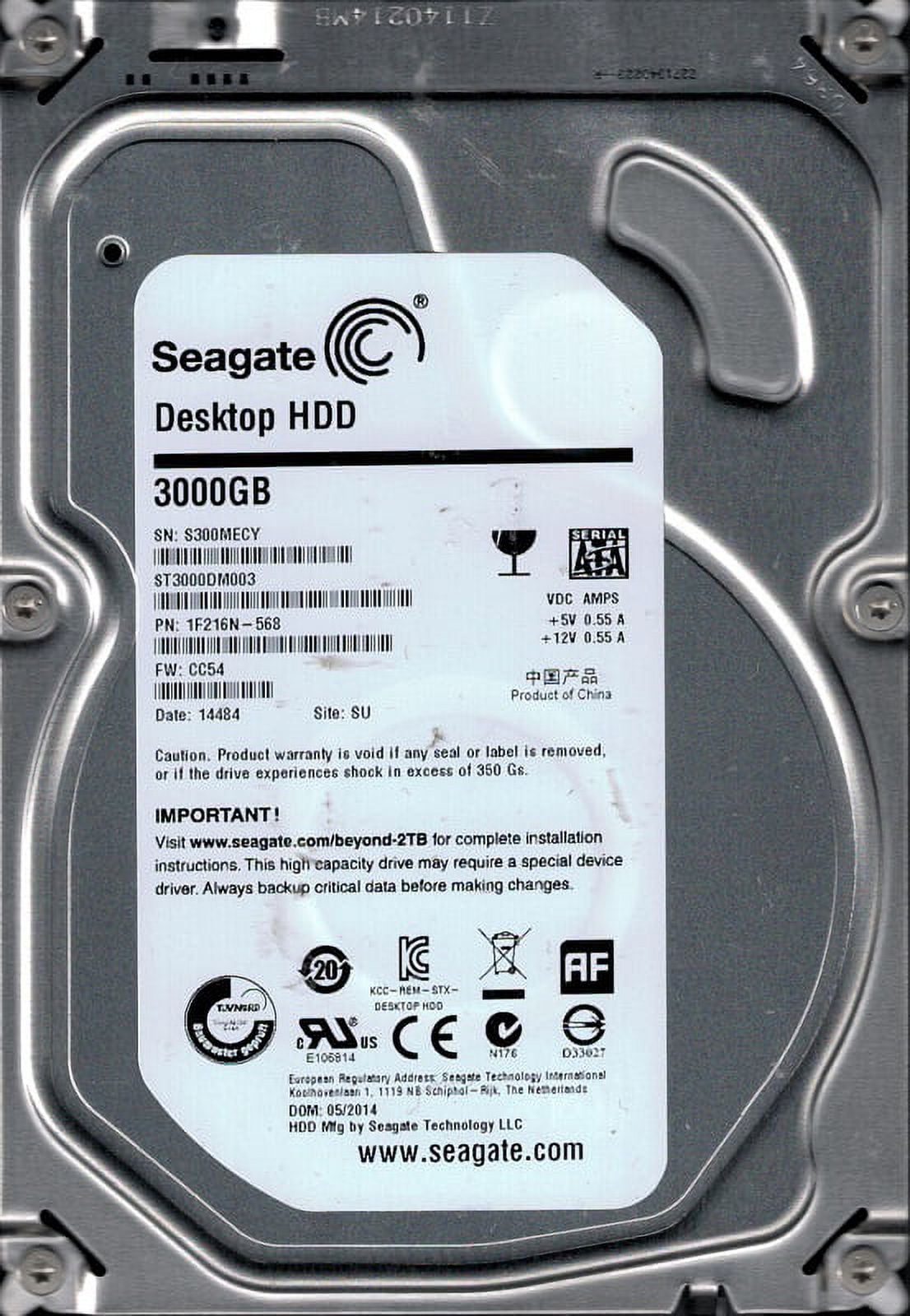 Seagate ST3000DM003 P/N: 1F216N-568 F/W: CC54 3TB SU S30 - Walmart ...