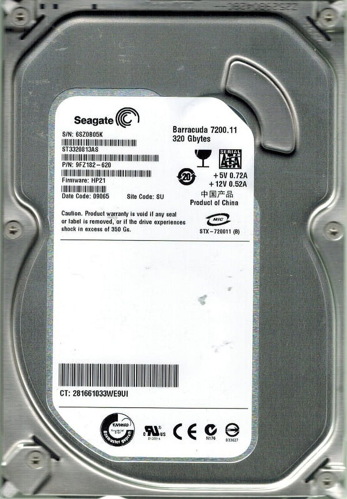 Seagate ST3320813AS 320GB P/N: 9FZ182-620 F/W: HP21 SU - Walmart.com