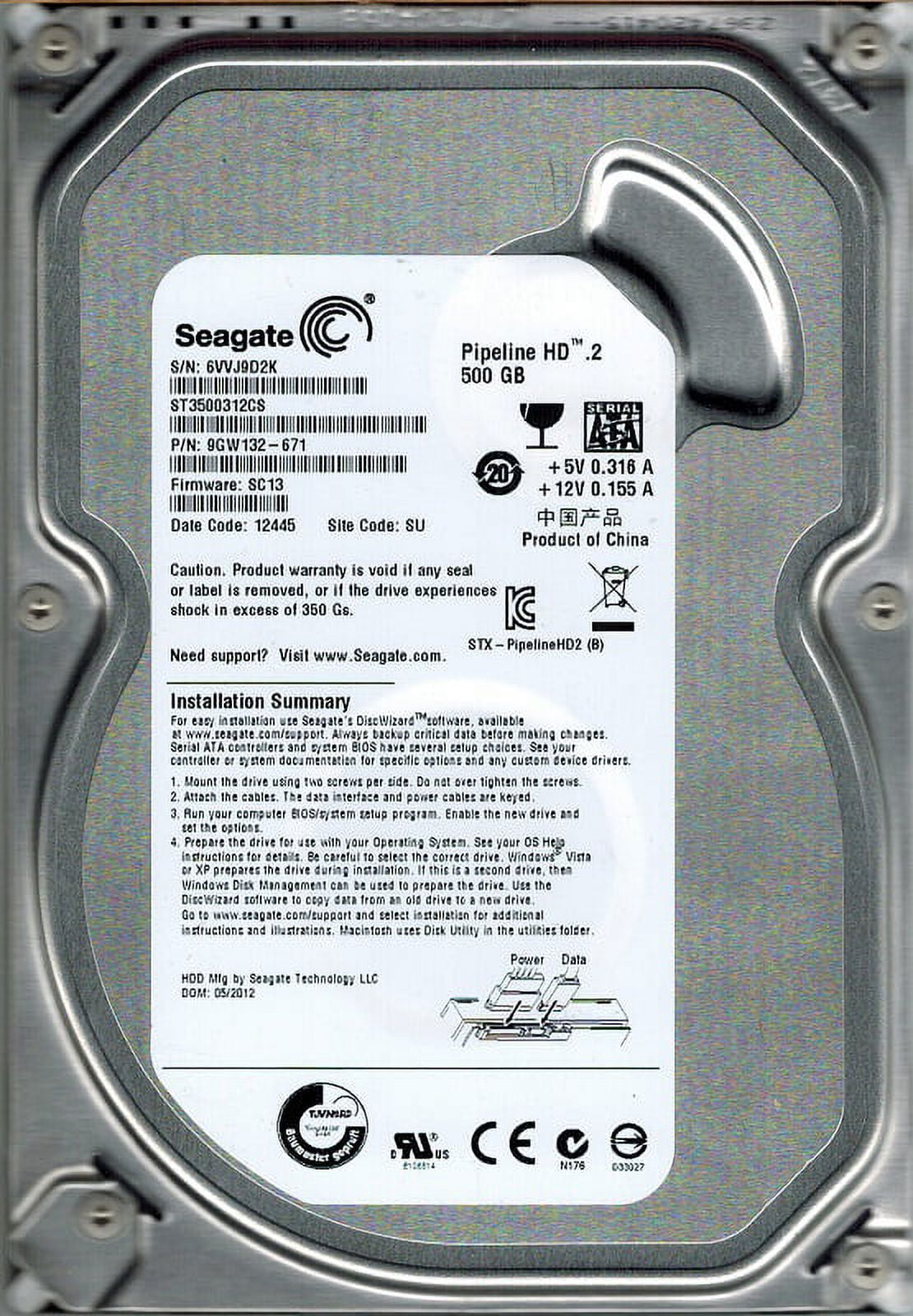Seagate ST3500312CS P/N: 9GW132-671 F/W: SC13 500GB SU - Walmart.com