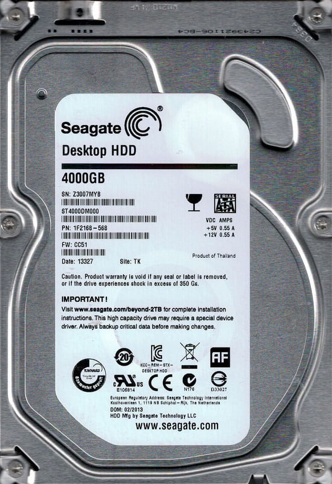 Seagate ST4000DM000 P/N: 1F2168-568 F/W: CC51 TK 4TB - Walmart Business ...