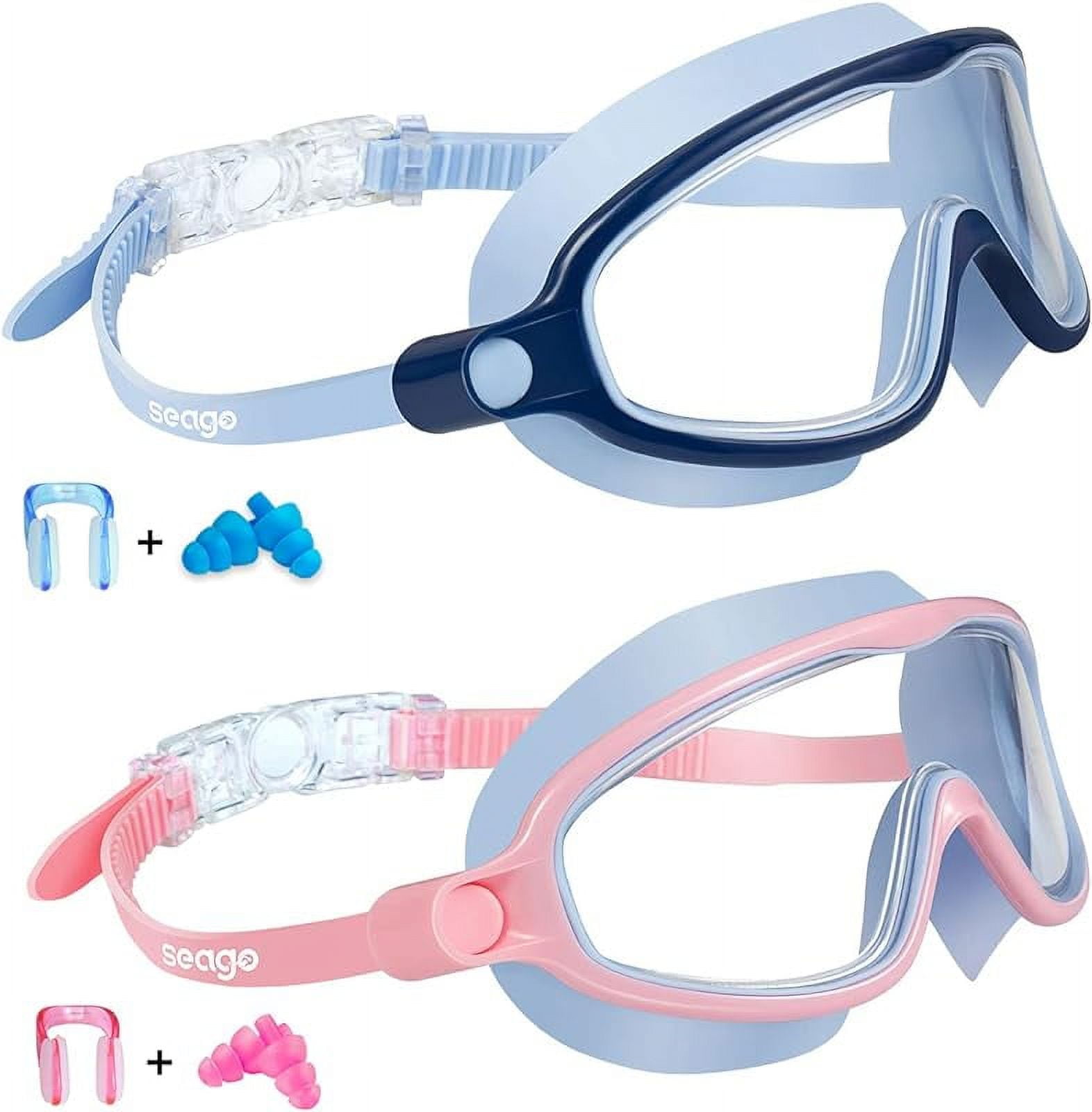 Seago Swim Goggles 2 Pack Anti-Fog Anti-UV Wide View Swimming Goggles ...