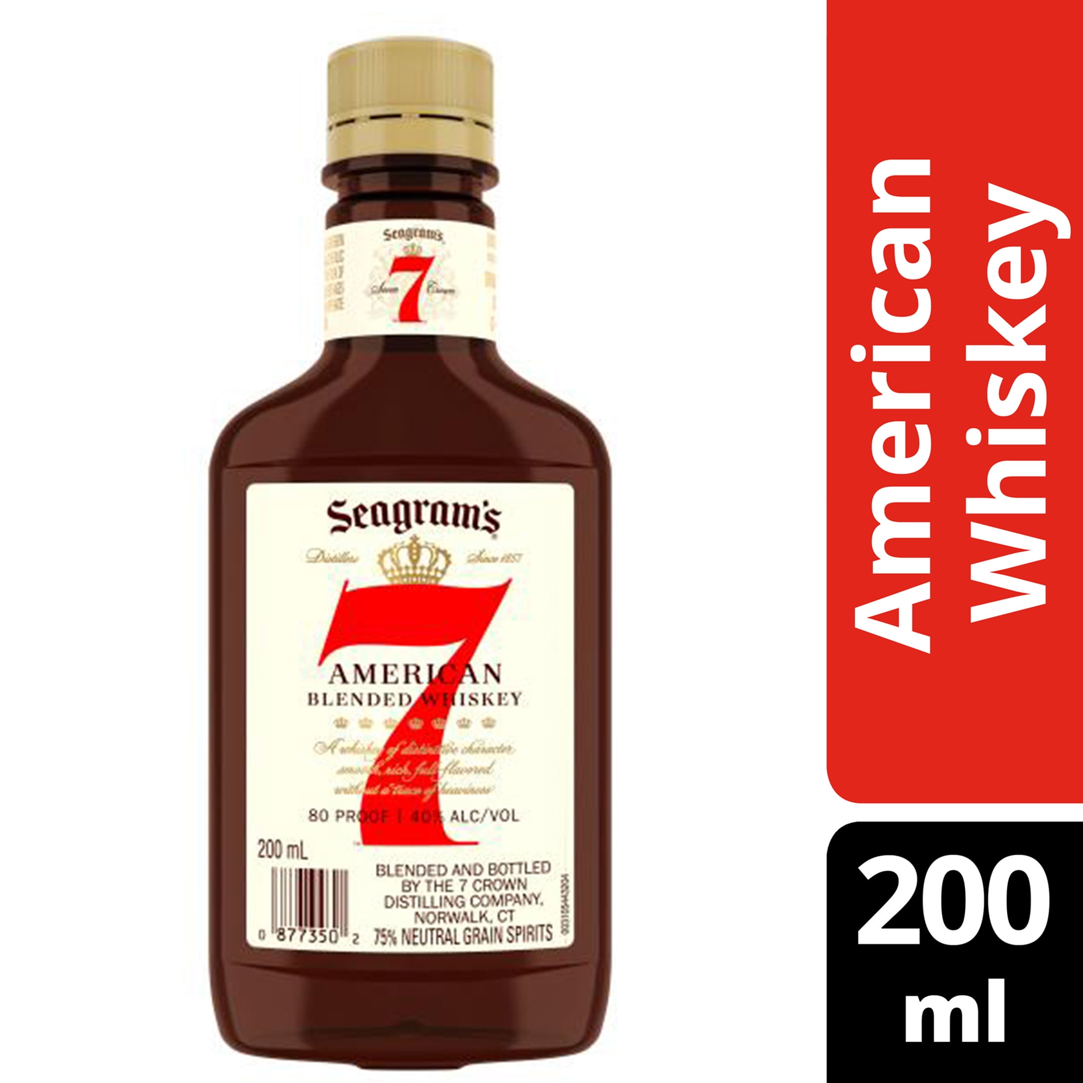 Seagram's 7 Crown American Blended Whiskey, 200 mL, 40% ABV - Walmart.com