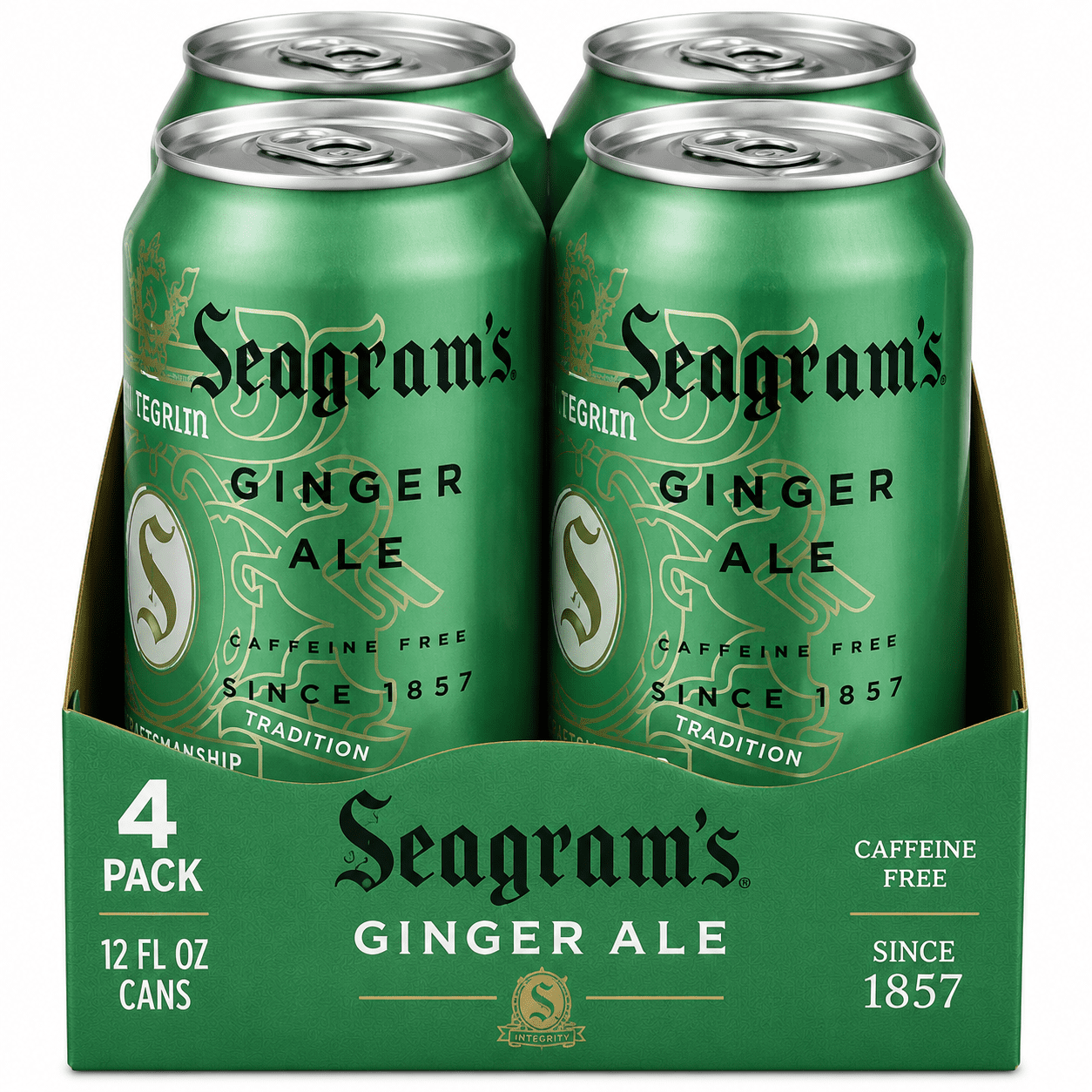 Seagram’s Ginger Ale Carbonated Soft Drink, 4 Pack of 12 fl oz Cans ...