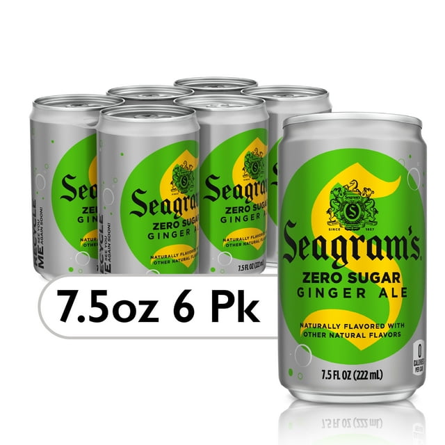 Seagrams Zero Calorie Diet Ginger Ale Soda, Sugar-Free, 7.5 fl oz, 6 ...