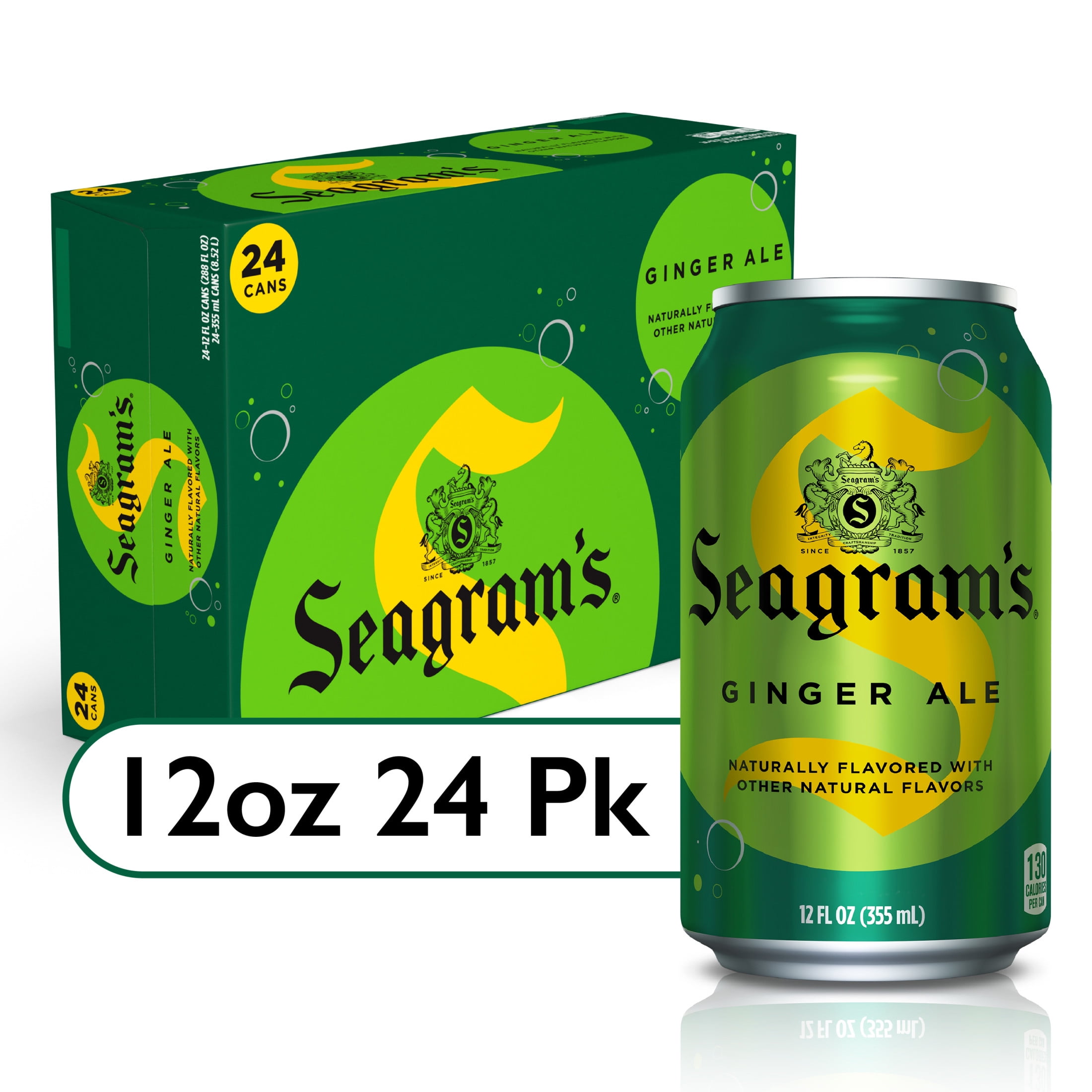 Seagrams Ginger Ale Soda Pop, 12 fl oz, 24 Pack Cans - Walmart.com