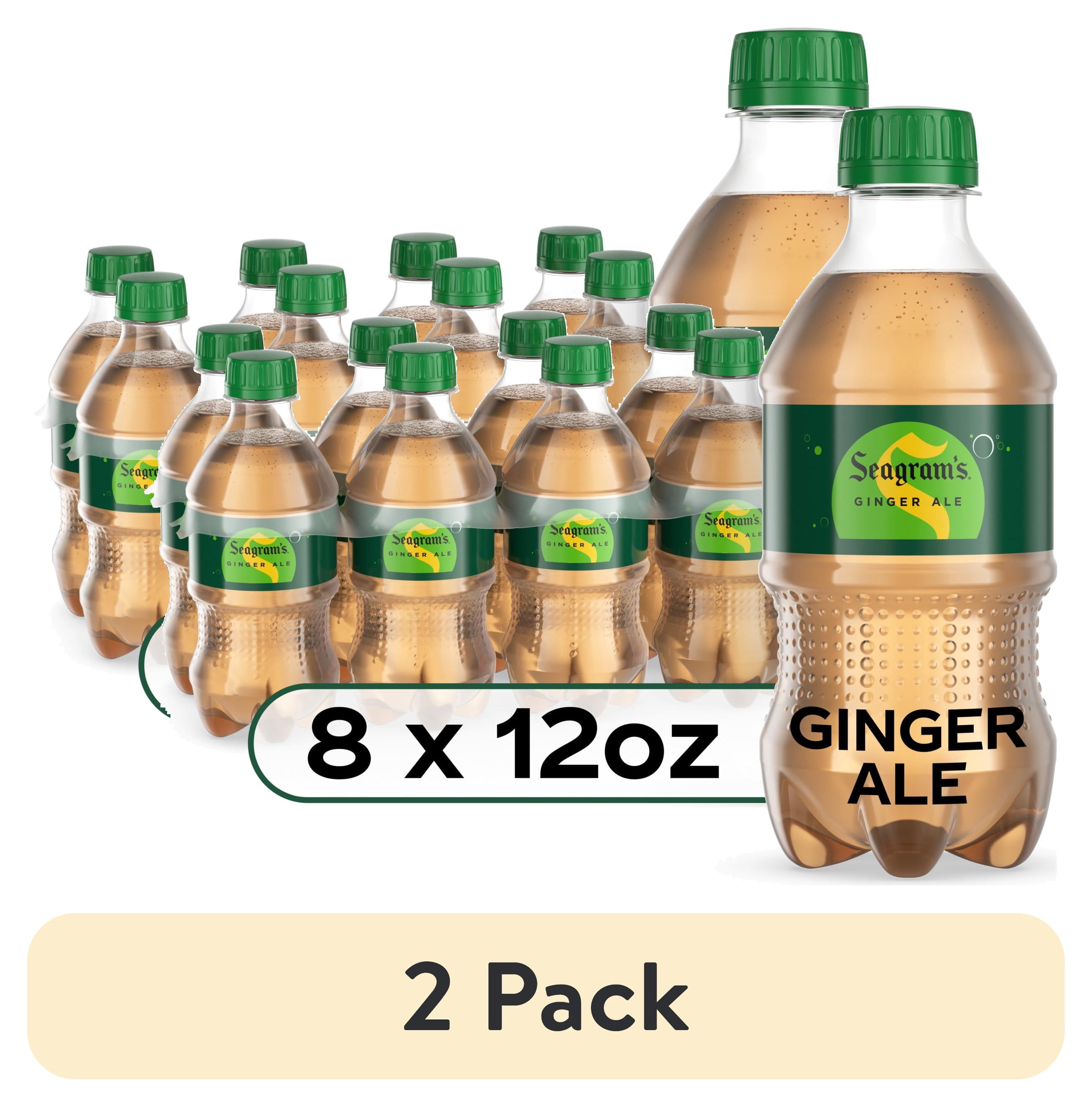 (2 pack) Seagrams Ginger Ale Soda Pop, 12 fl oz, 8 Pack Bottles ...