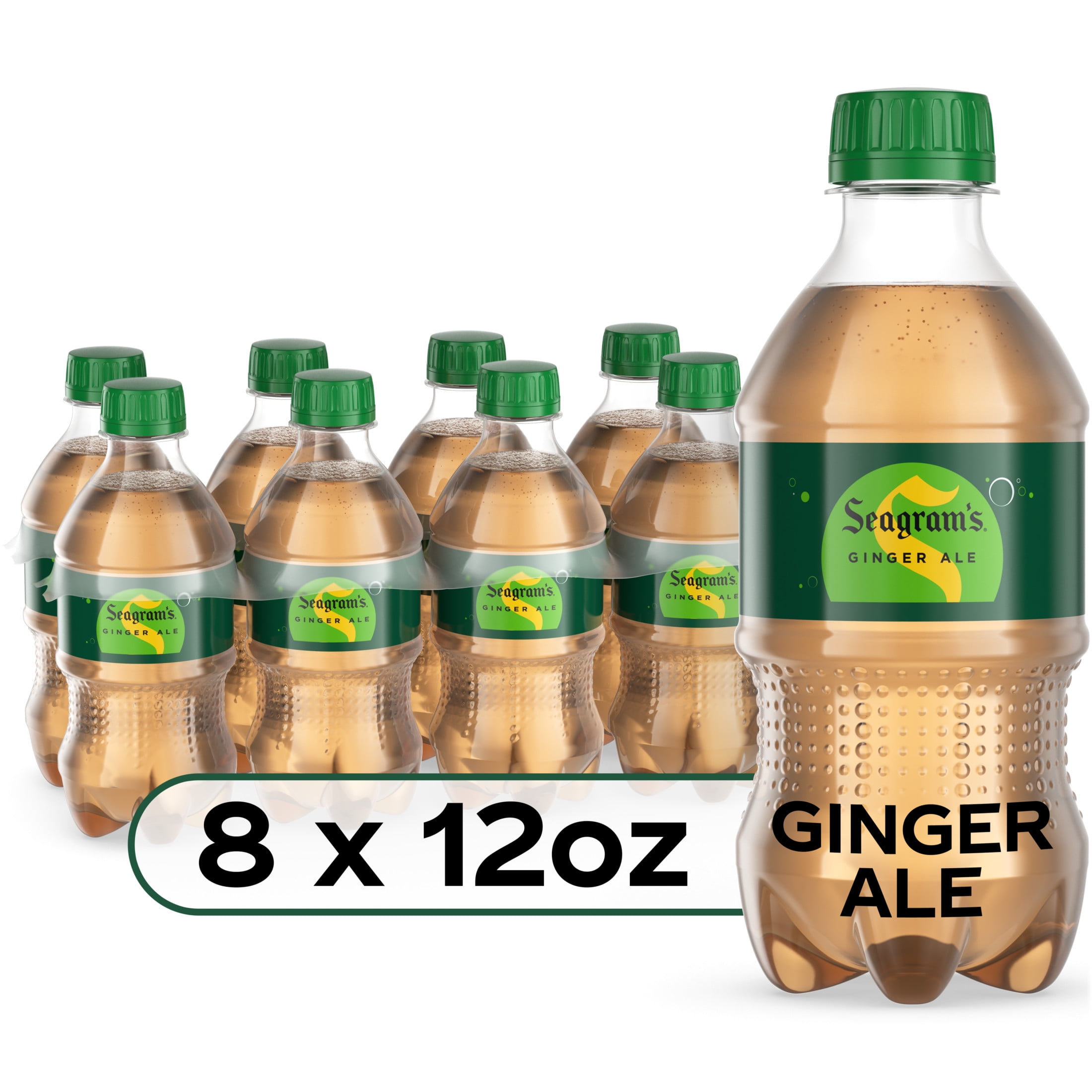 Seagrams Ginger Ale Soda Pop, 12 fl oz, 8 Pack Bottles - Walmart.com
