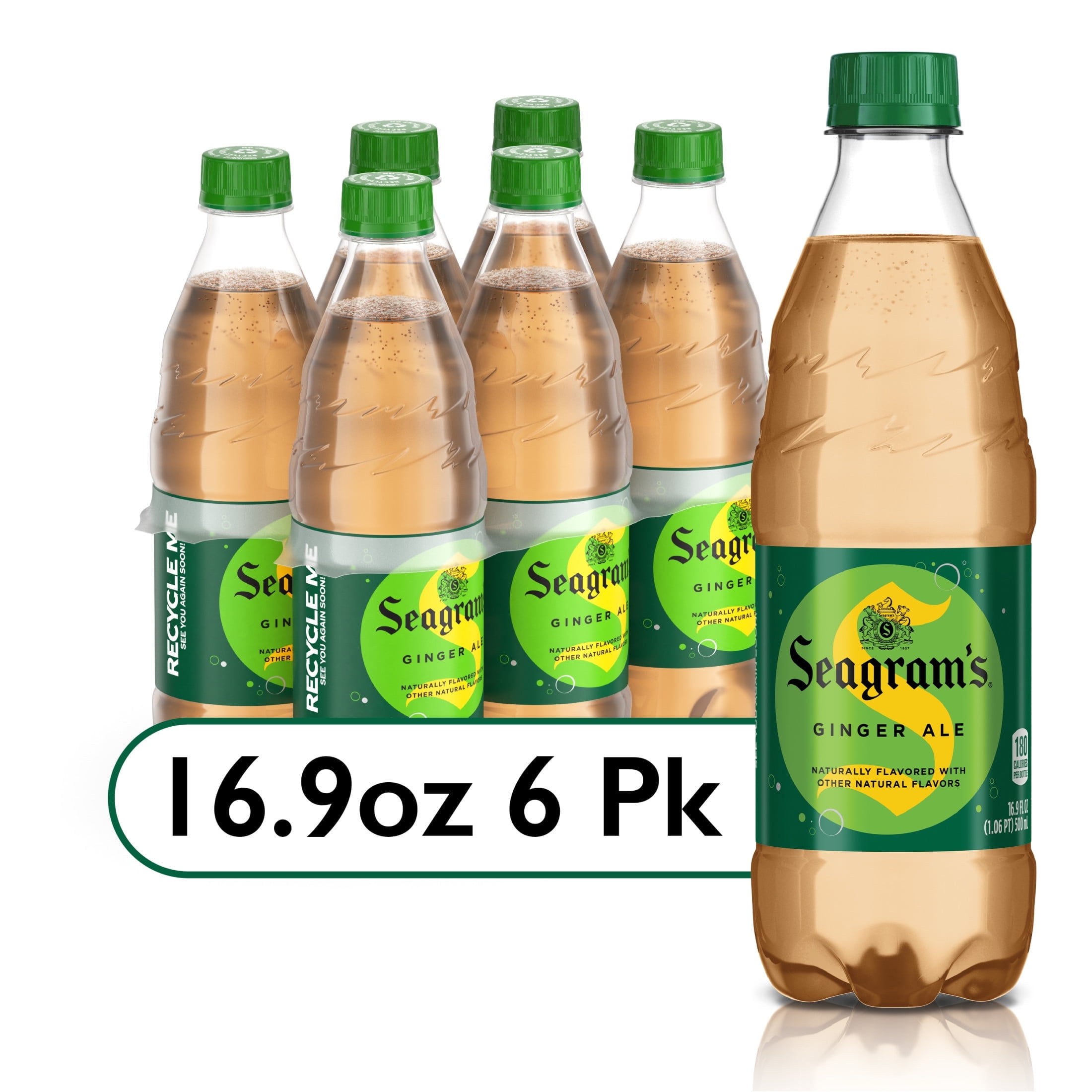Seagrams Plastic Ginger Ale Soda, 16.9 fl oz, 6 Pack Bottles - Walmart ...