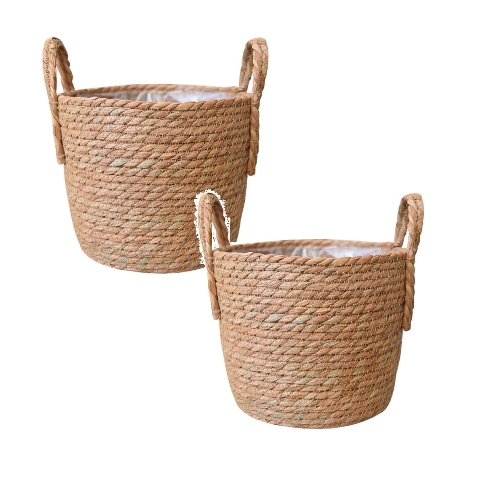 Seagrass Planters Basket, Woven Straw Flower Pot With Plastic Liner ...