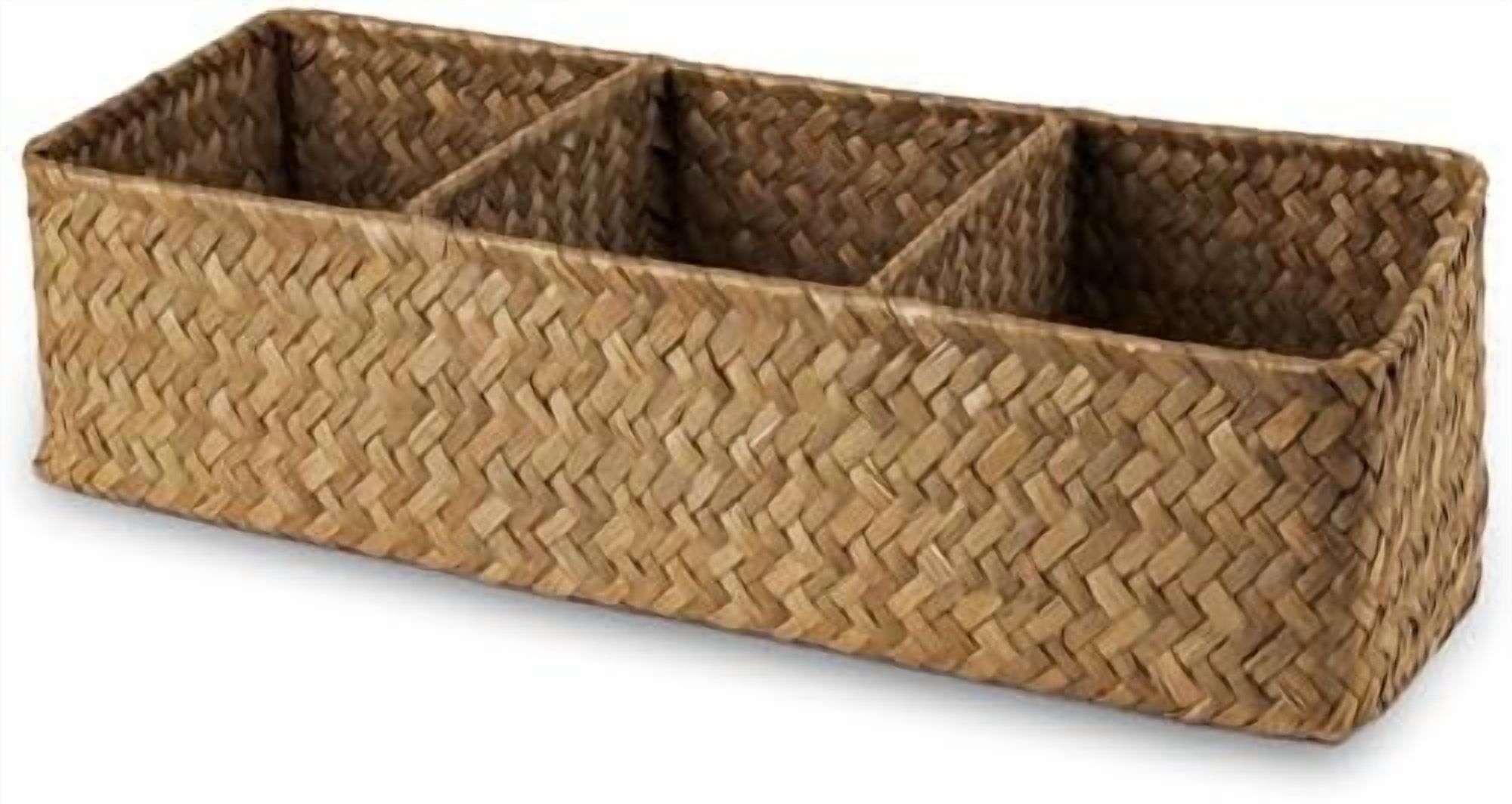 Seagrass Tank Basket for Toilet, Woven Basket Organizer with 3 Sections ...