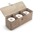 Seagrass Tank Basket with Lid Woven Toilet Roll Storage Basket with ...