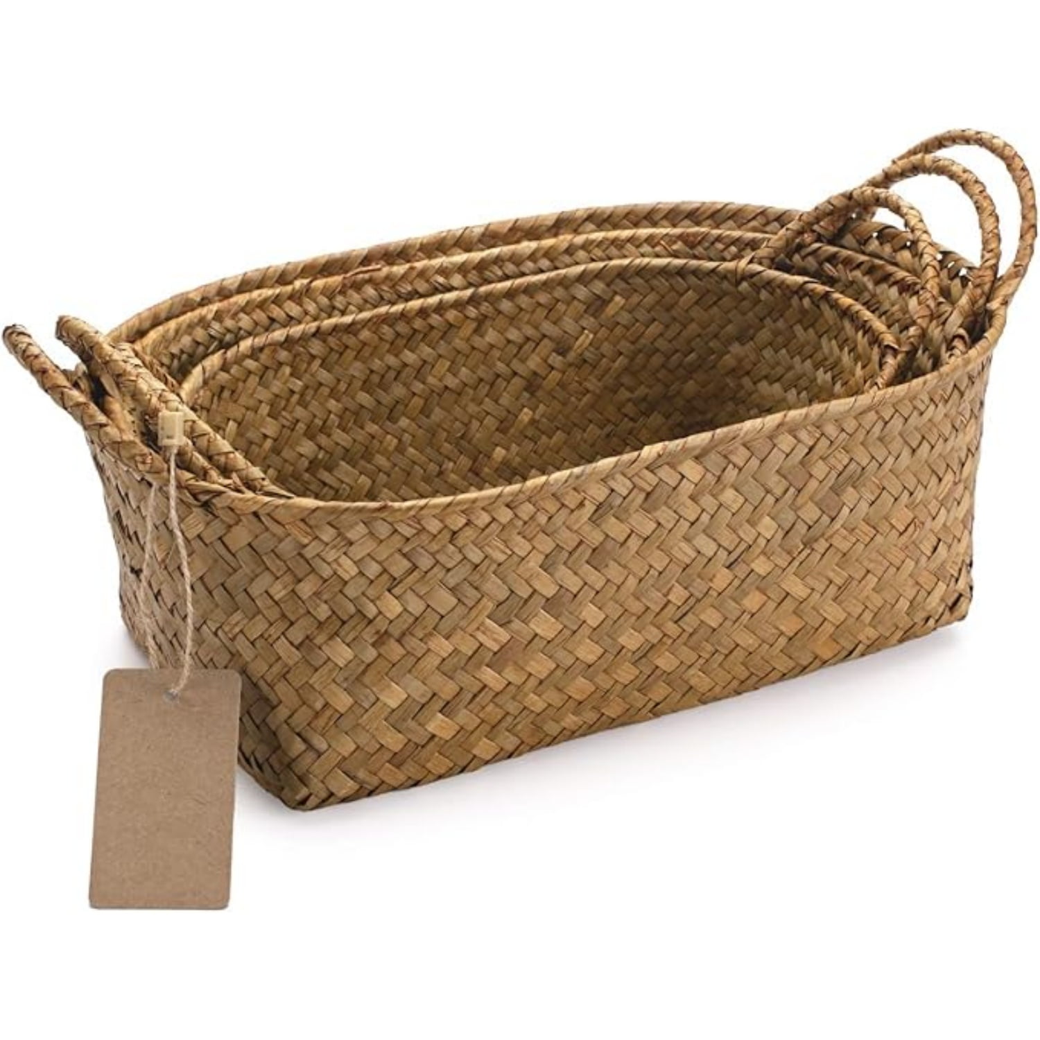 Seagrass Woven Baskets for Storage Natural Shelf Basket with Handle for ...