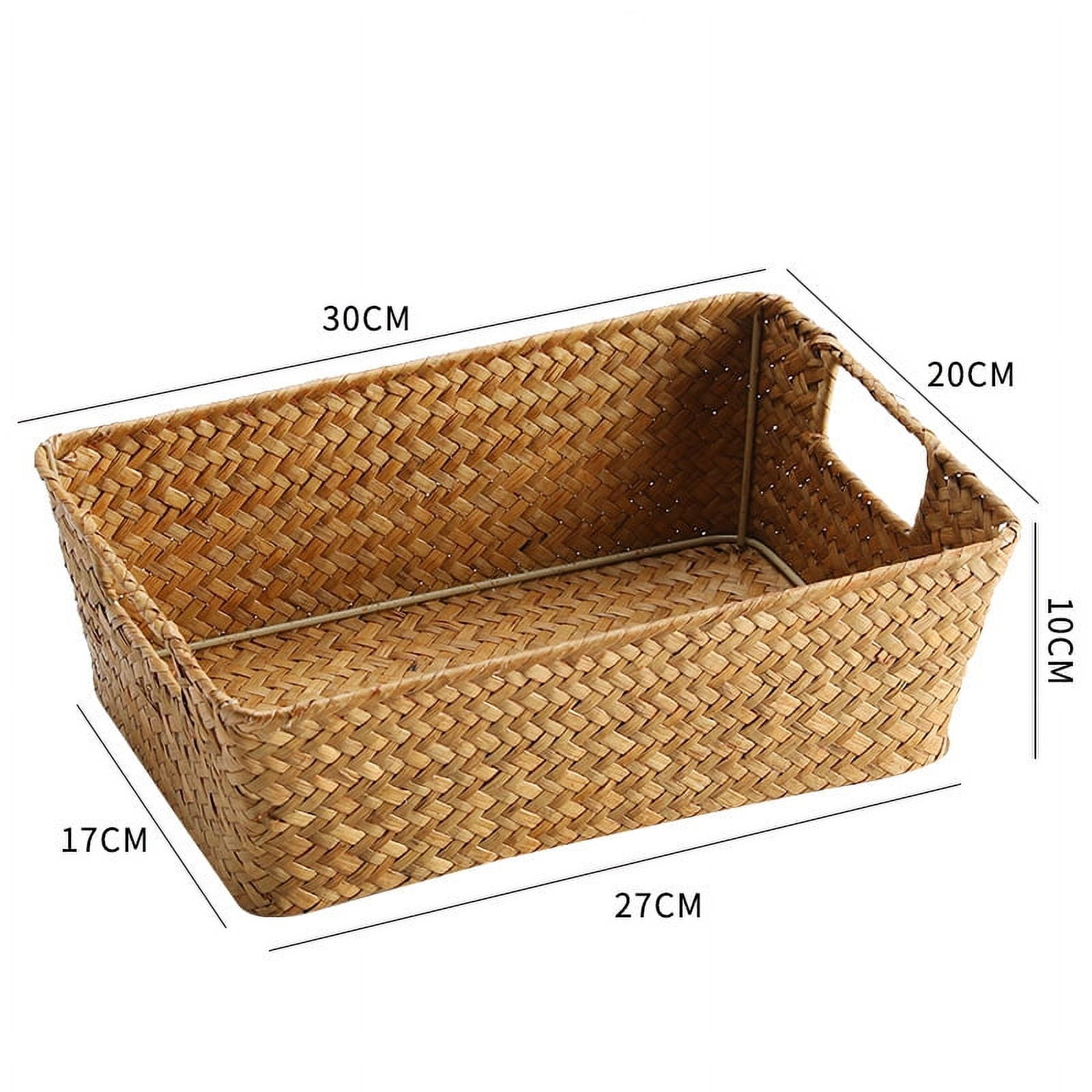 Seagrass Woven Rectangle Basket Hand Woven Basket Desktop Woven Storage ...
