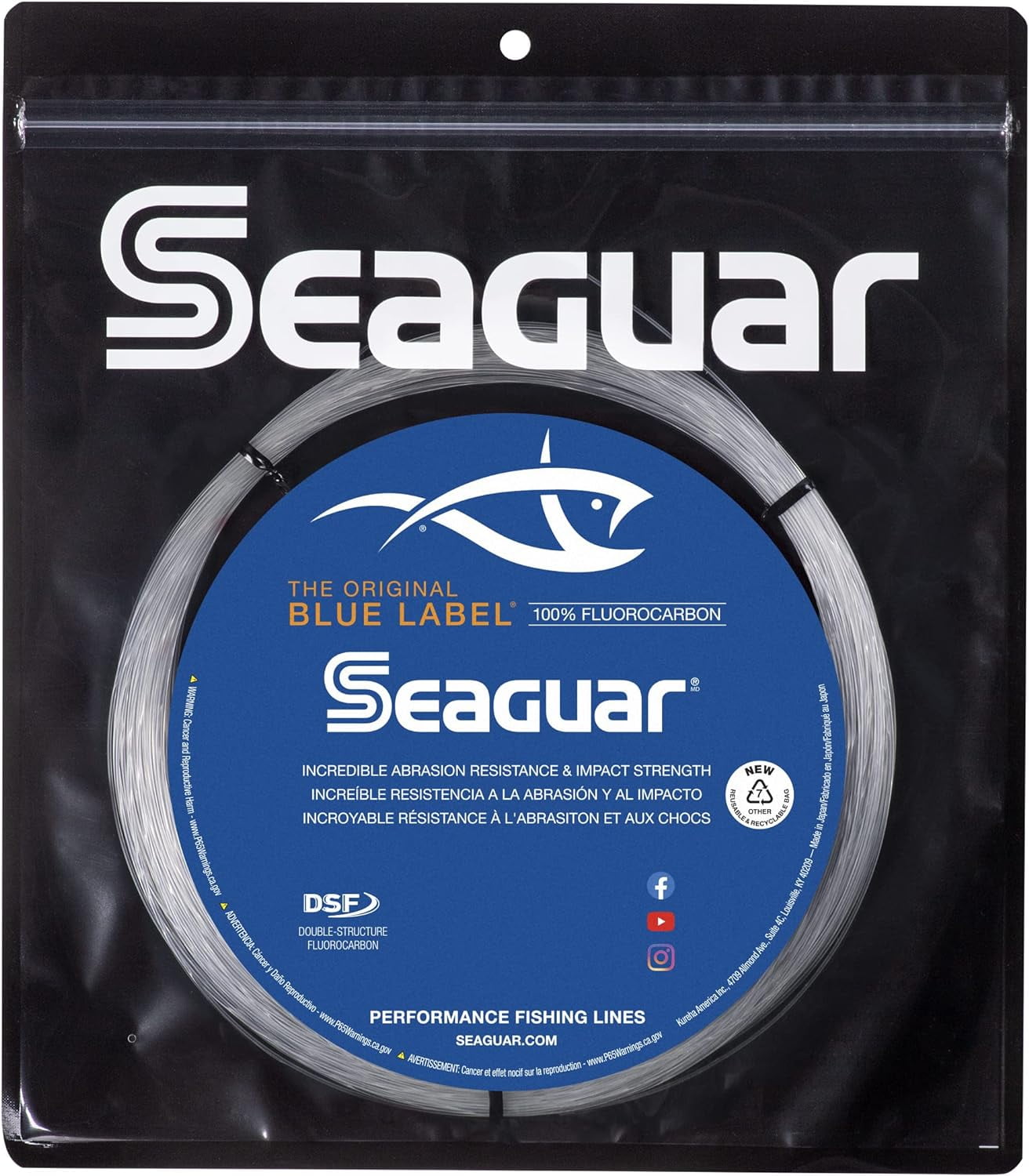 Seaguar Blue Label Big Game Fluorocarbon 90lb, 30yd - Walmart.com