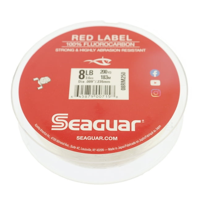 Seaguar Red Label 100% Fluorocarbon Fishing Line 8lbs, 200yds Break ...