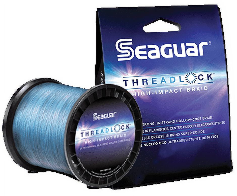 Seaguar Threadlock Fishing Line, 16 Strand Hollow Core Braid, High Visibility Blue, 200lbs ...