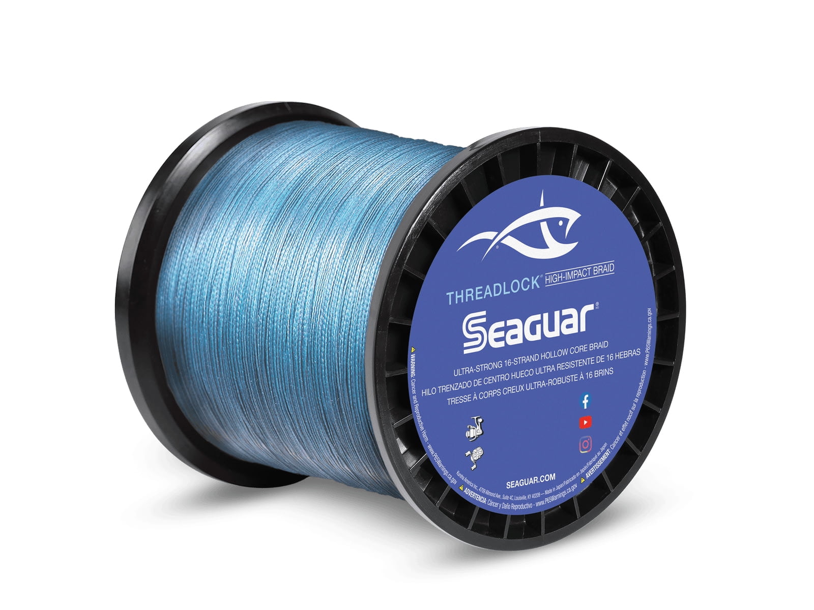 Seaguar Threadlock Fishing Line, 16 Strand Hollow Core Braid, High Visibility Blue, 50lbs ...