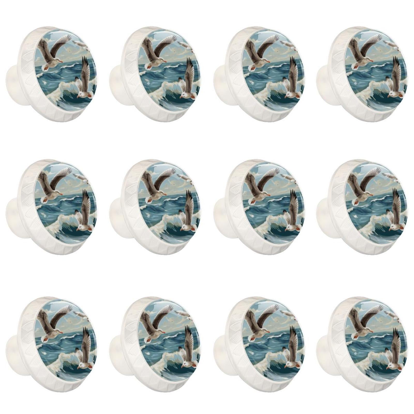 Seagull 12 Pcs White Round Drawer Pulls with Screws,ABS and Glass ...
