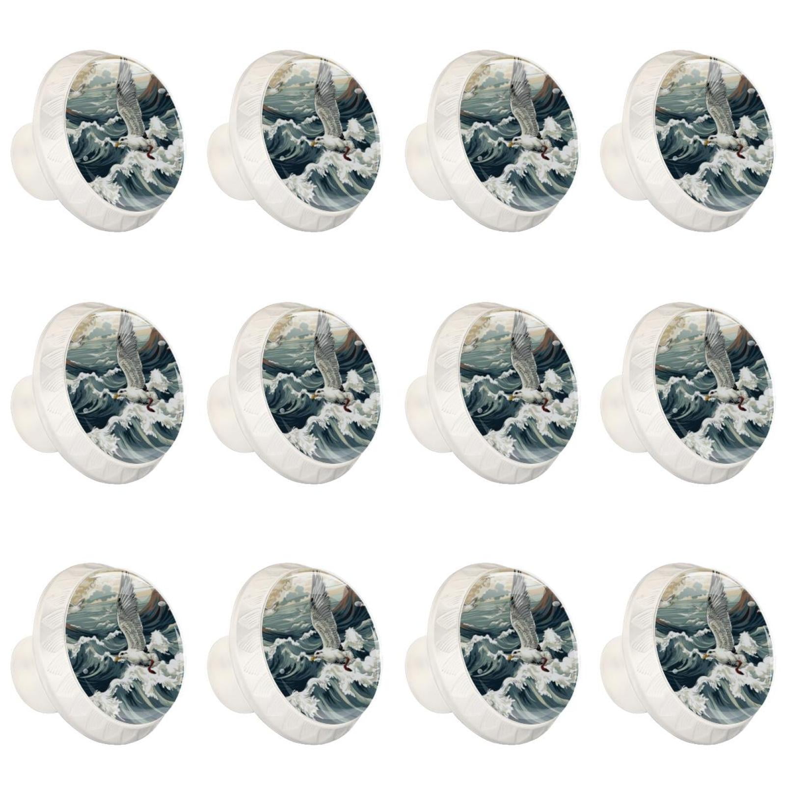Seagull 12 Pcs White Round Drawer Pulls with Screws,ABS and Glass ...
