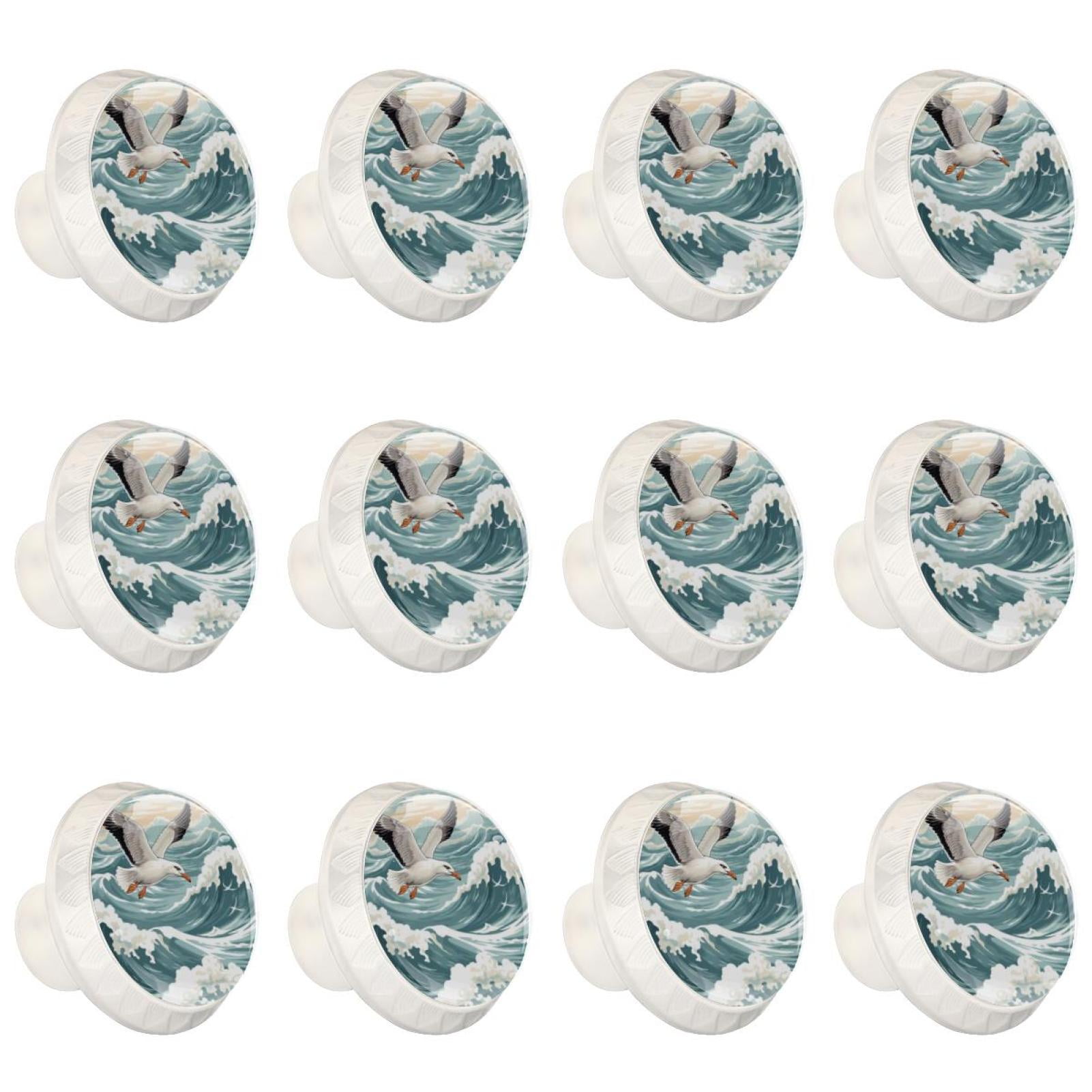 Seagull 12 Pcs White Round Drawer Pulls with Screws,ABS and Glass ...