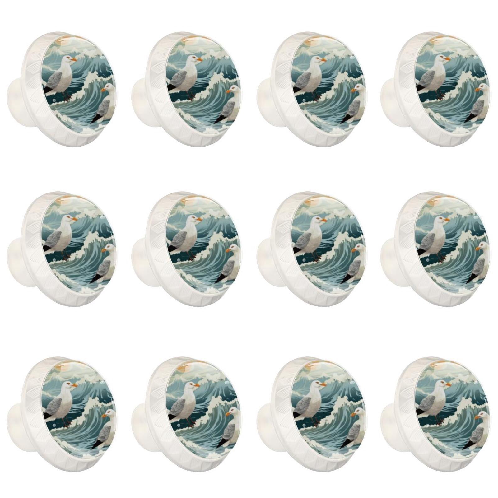 Seagull 12 Pcs White Round Drawer Pulls with Screws,ABS and Glass ...