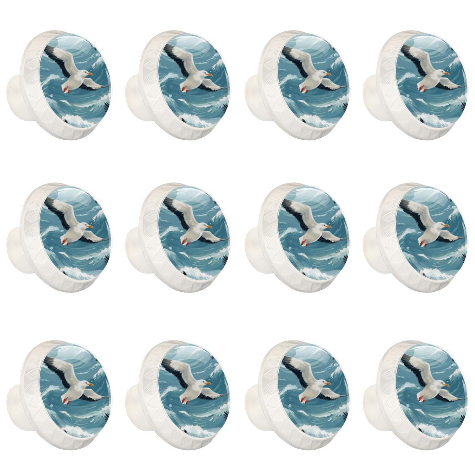 Seagull 12 Pcs White Round Drawer Pulls with Screws,ABS and Glass ...