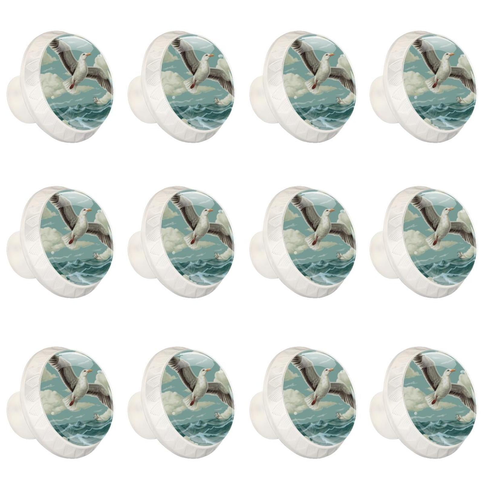 Seagull 12 Pcs White Round Drawer Pulls with Screws,ABS and Glass ...