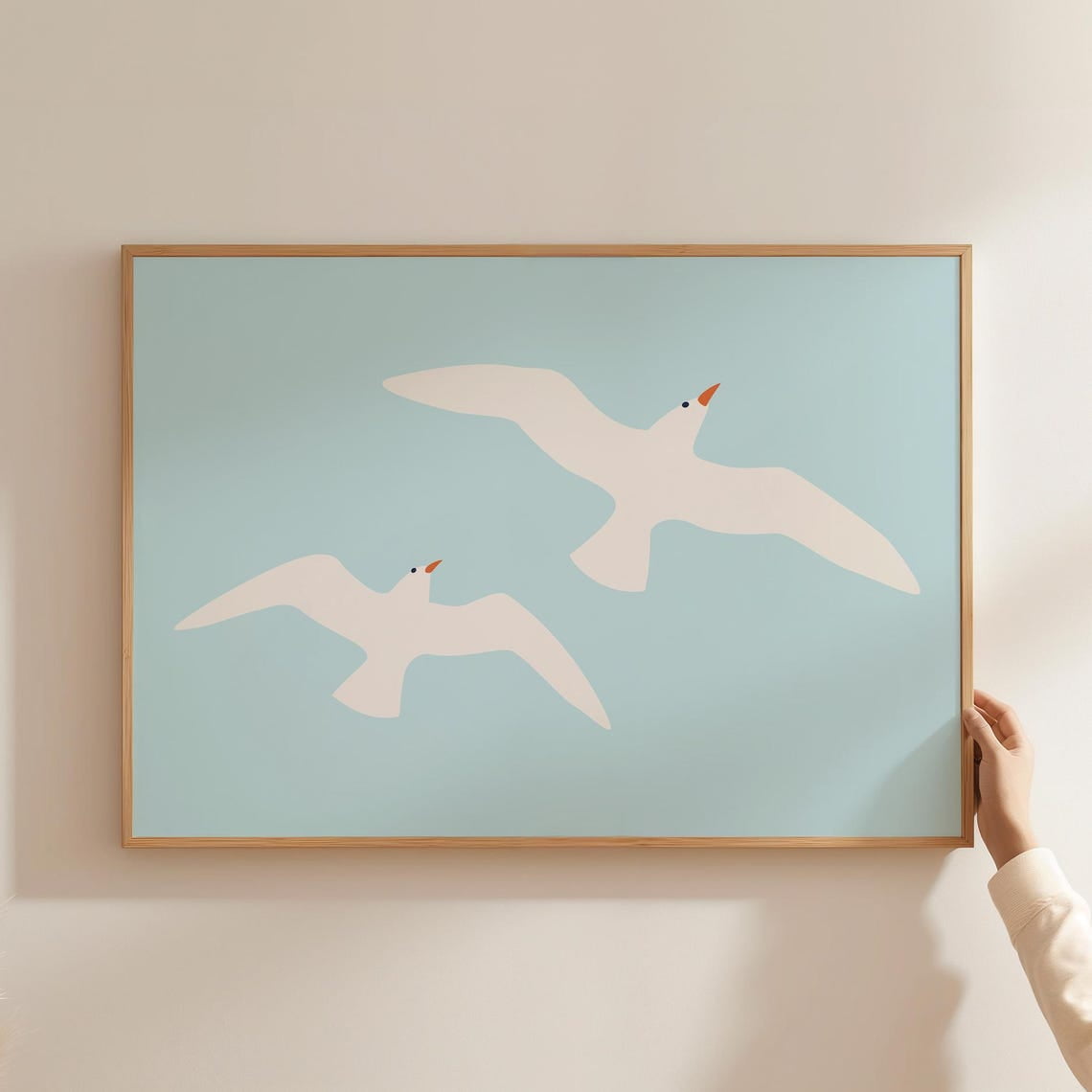 Seagull Art Print, Coastal Wall Art, Blue Beach House Decor, Nursery ...
