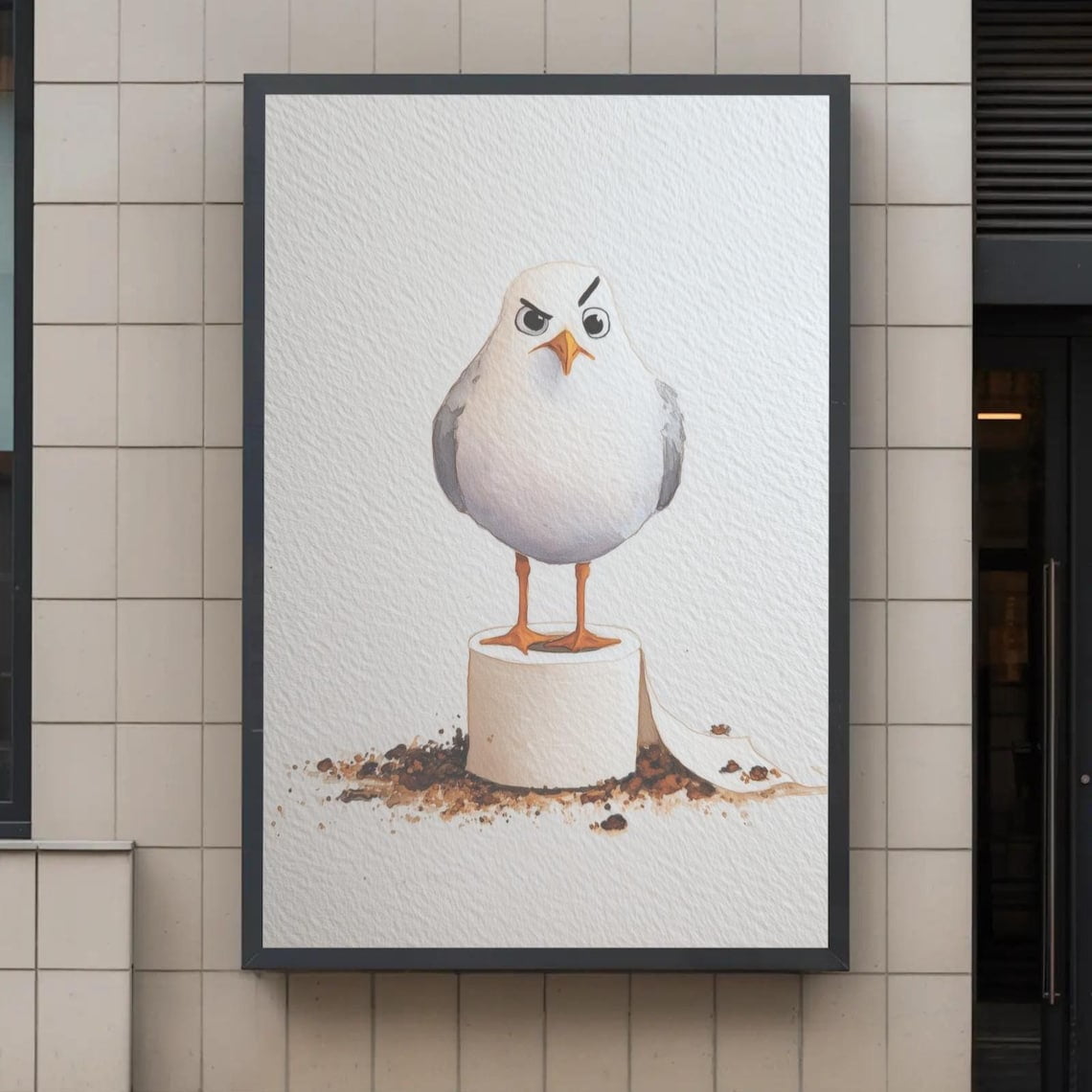 Seagull Bathroom Print: Grumpy Bird Tet Paper Poster, Unframed Canvas ...