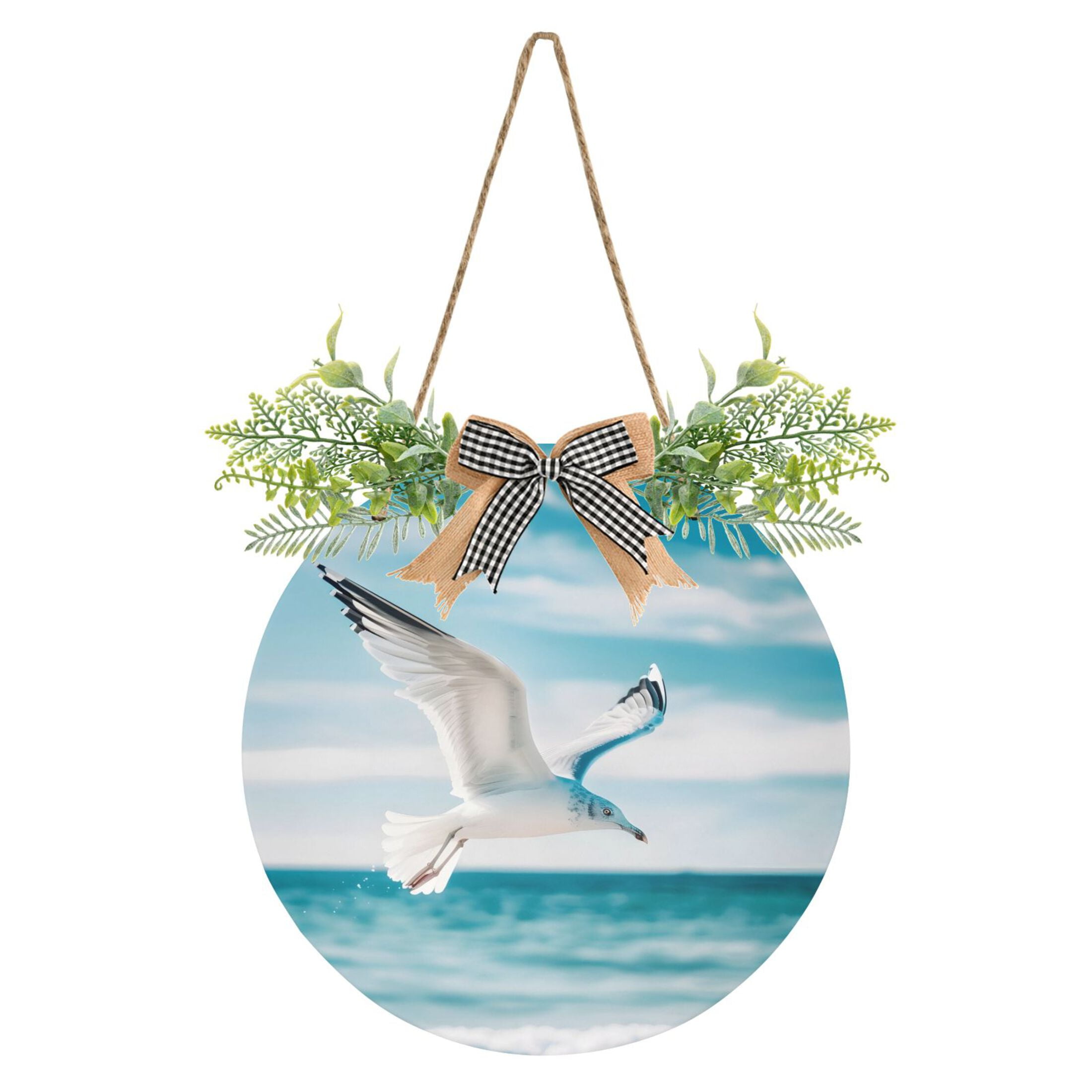 Seagull Bird Flying Sky Welcome Front Door Sign Round 12 inch Porch ...