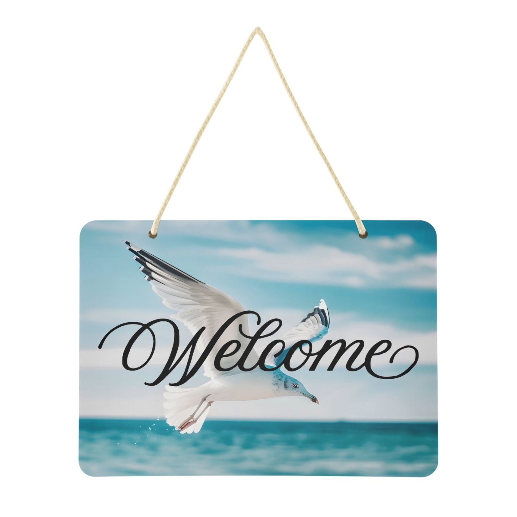 Seagull Bird Flying Sky Welcome Sign Front Door PVC 14x10 inch Hanger ...